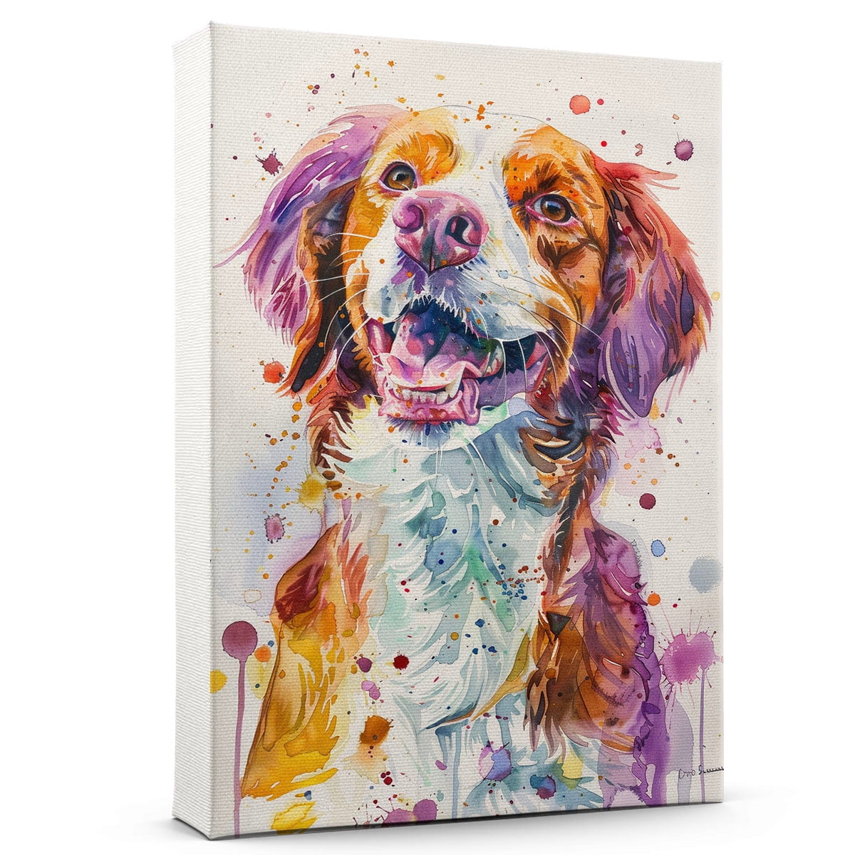 Hudo Dog Wall Art,ColorfulBrittany Dog Canvas Wall Art For Living Room ...