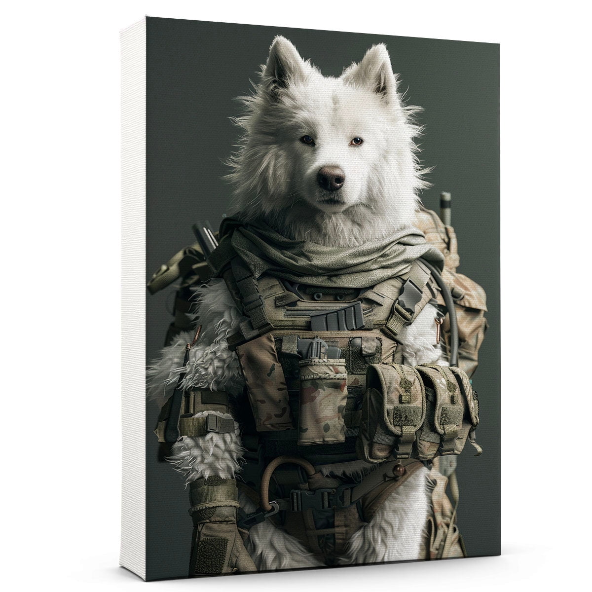 Hudo Funny Samoyed Dog Soldier With Helmet Poster - Samoyed Dog Canvas ...
