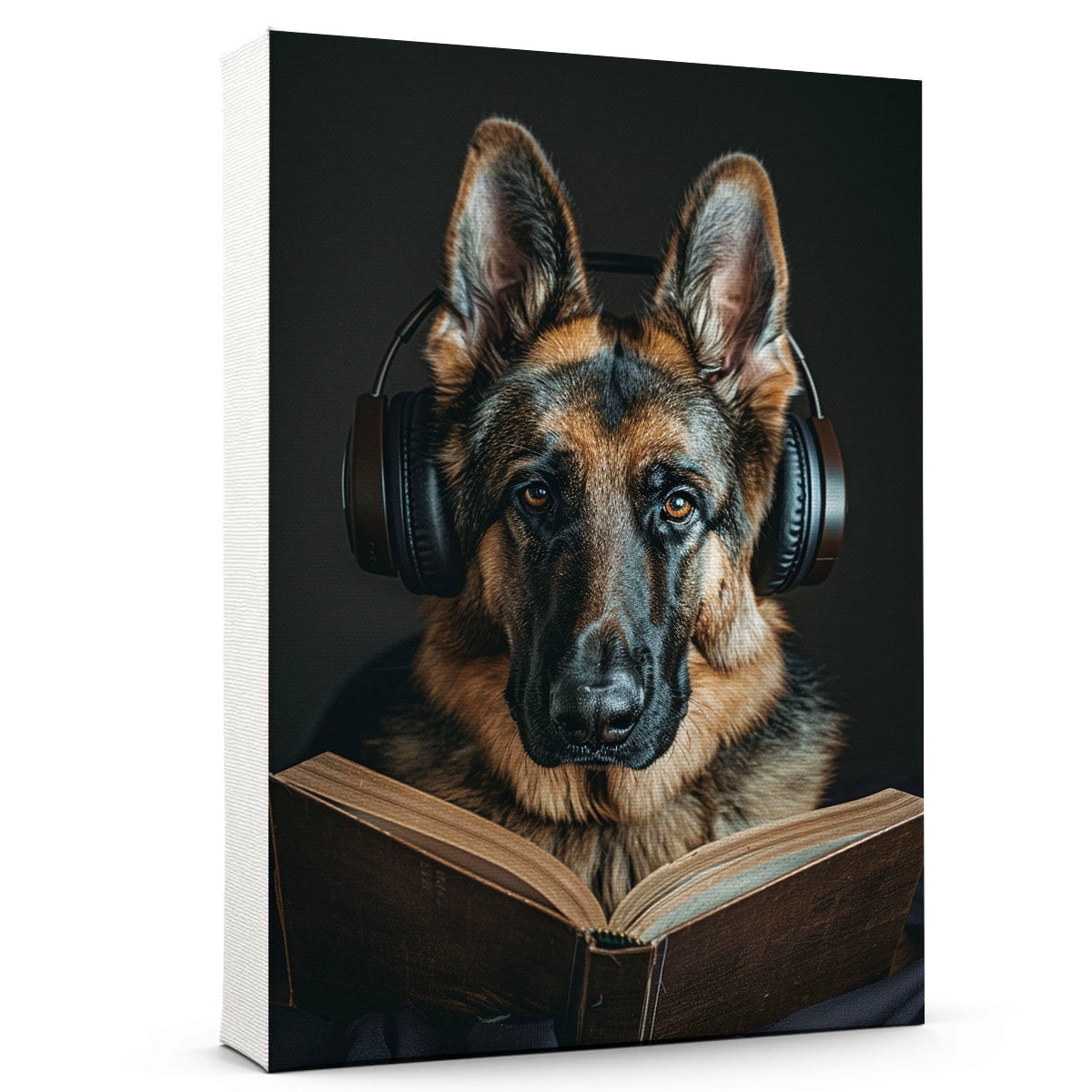 Hudo German Shepherd Dog read Book Painting Wall Art, Cute dog ...