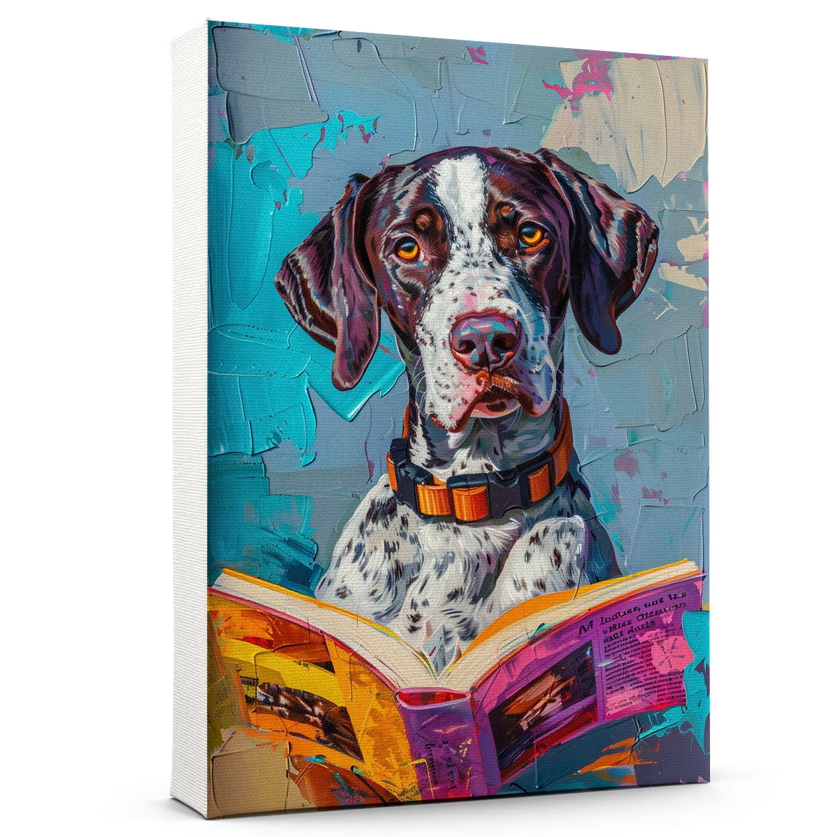 Hudo German Shorthaired Pointer Dog read Book Painting Wall Art, Cute ...
