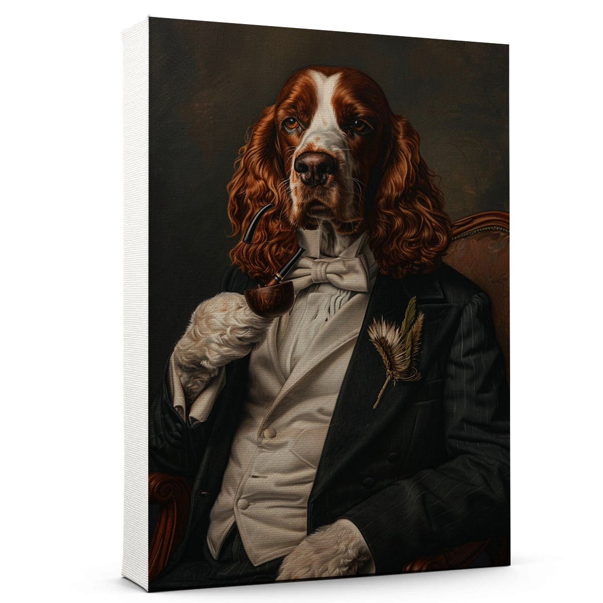 Hudo Irish Redand White Setter Painting Gentleman Style on Canvas ...