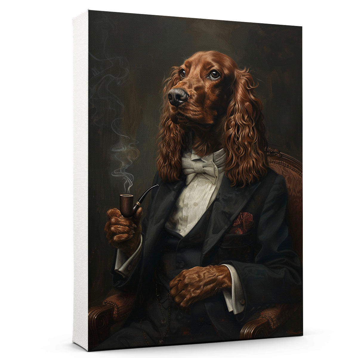 Hudo Irish Setter Painting Gentleman Style on Canvas, Irish Setter ...