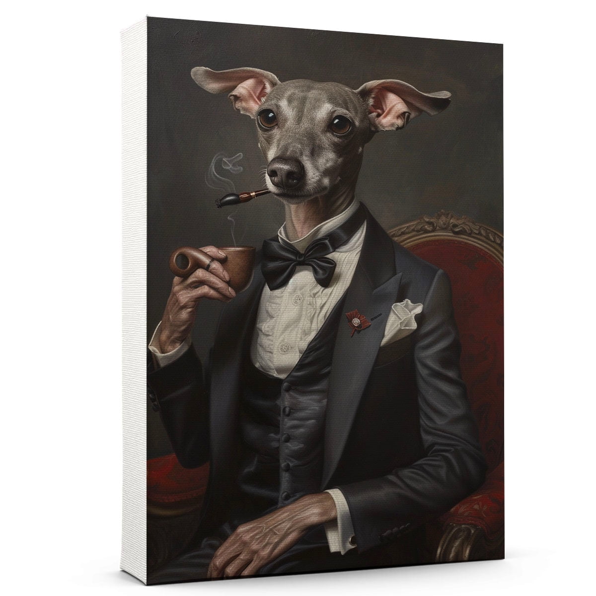 Hudo Italian Greyhound Painting Gentleman Style on Canvas, Italian ...