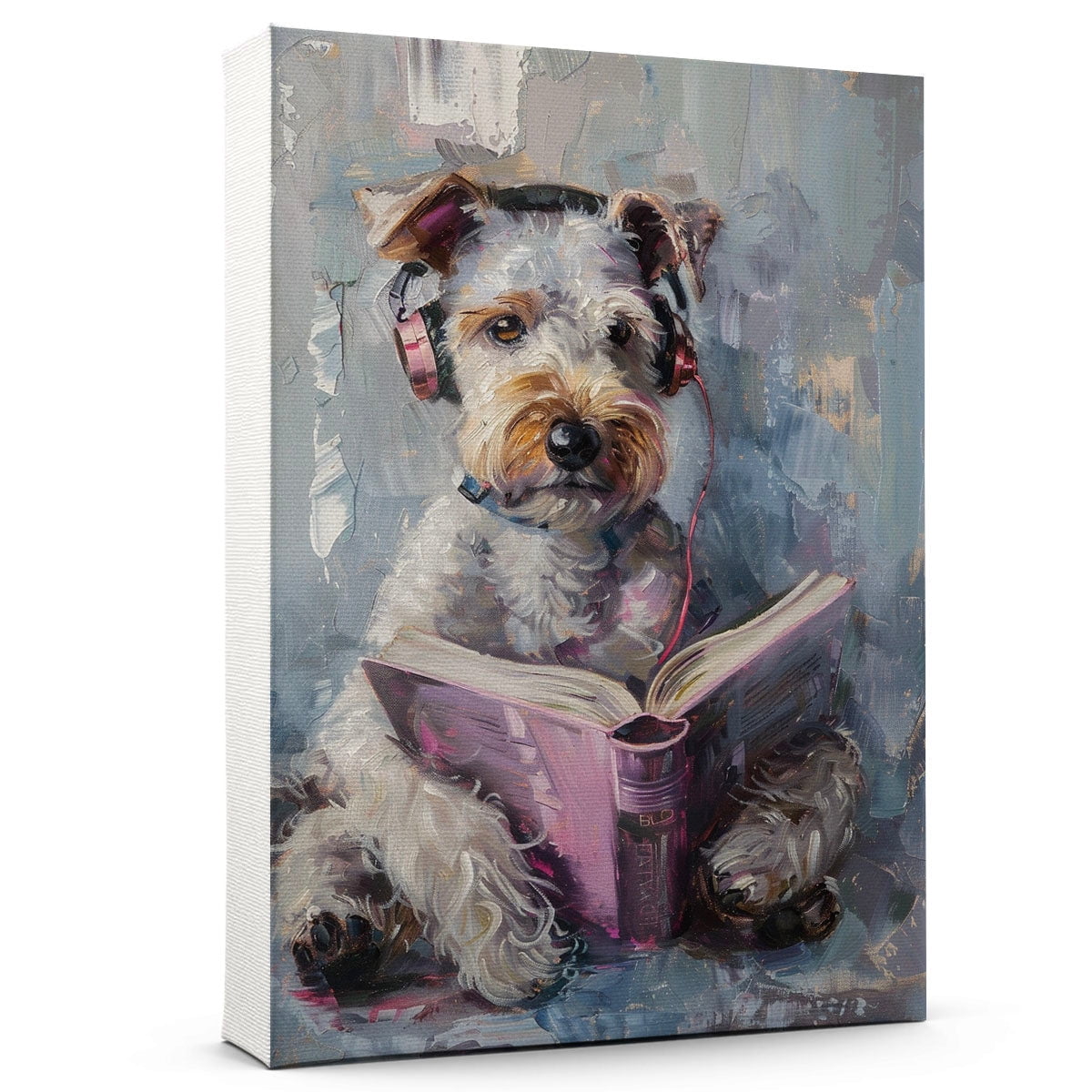 Hudo Lakeland Terrier Dog read Book Painting Wall Art, Cute dog ...