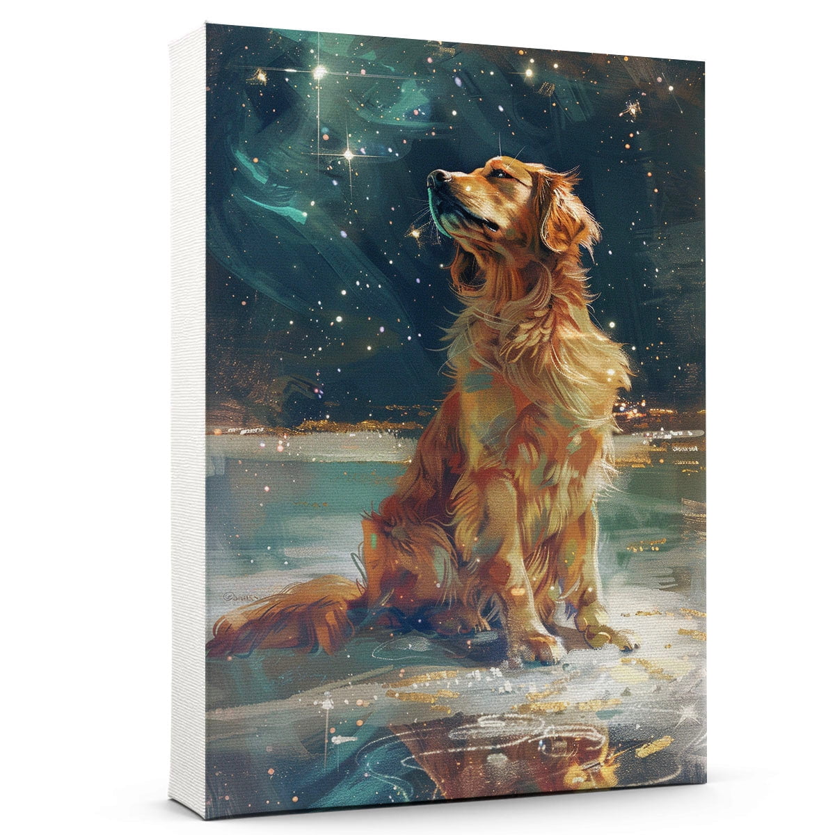 Hudo Pet 8X12 Unframed Starry Night Van Gogh Inspired Golden Retriever ...
