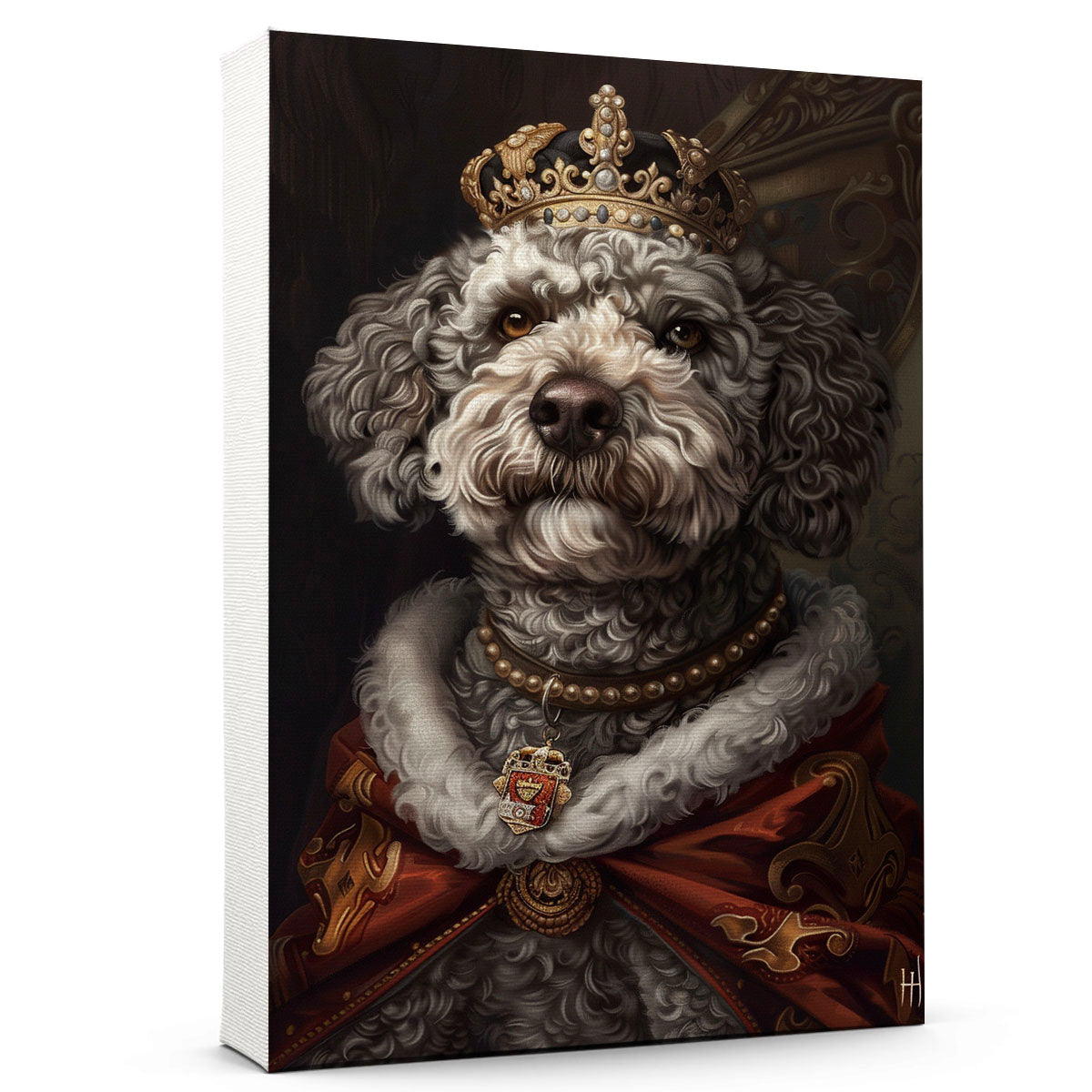 Hudo Pet Portrait in a Royal Costume Dog - Spanish Water Dog Poster ...