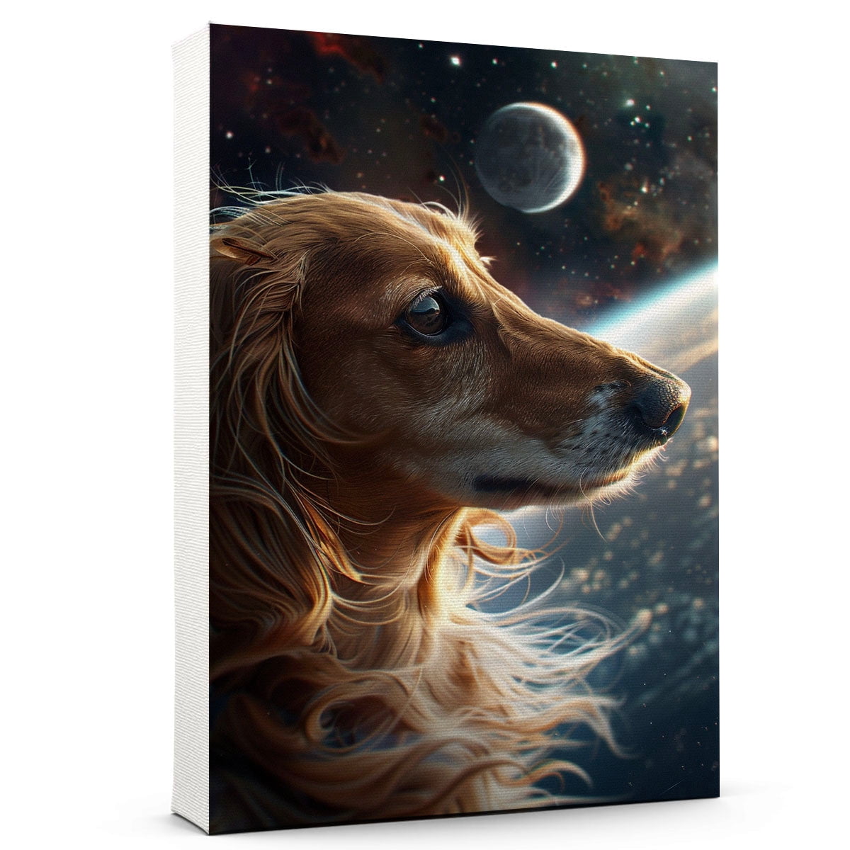 Hudo Saluki Dog on Space Poster Art - Saluki Dog Canvas Wall Art ...