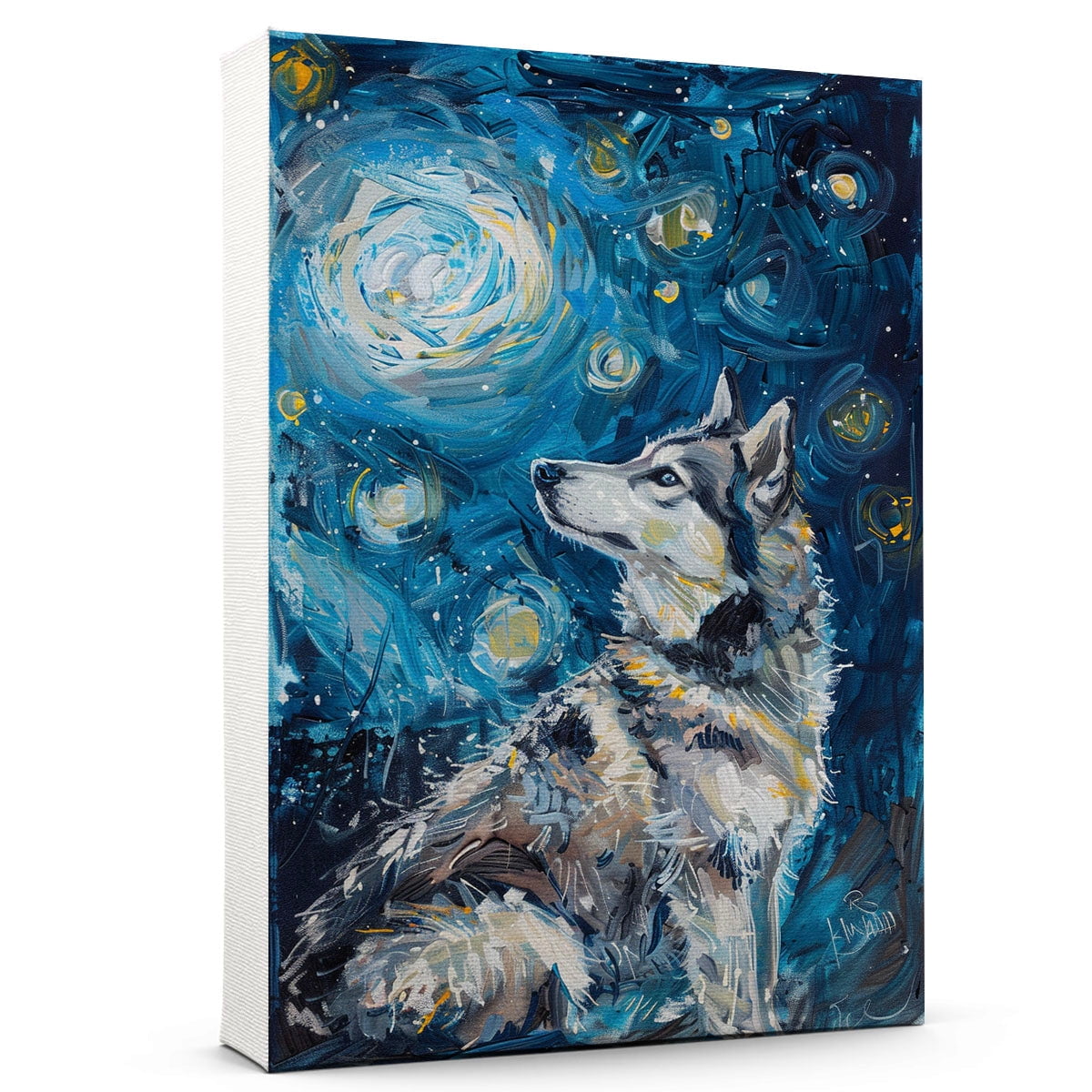 Hudo Starry Night Alaskan Klee Kai Canvas Print - Van Gogh Inspired Dog ...