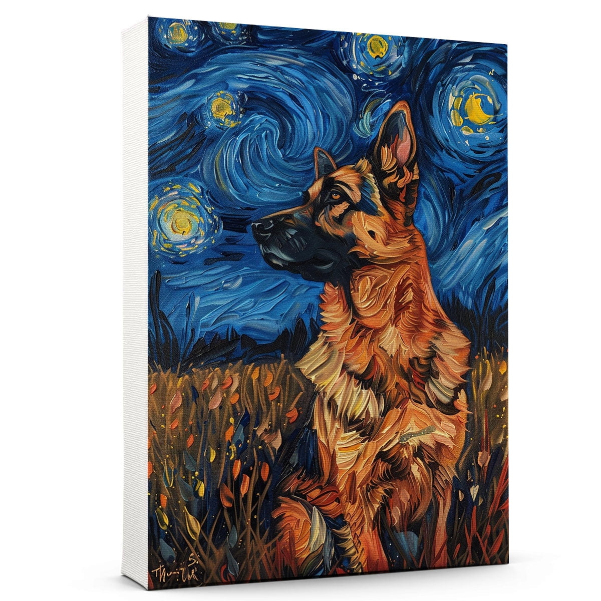 Hudo Starry Night German Shepherd Canvas Print - Van Gogh Inspired Dog ...