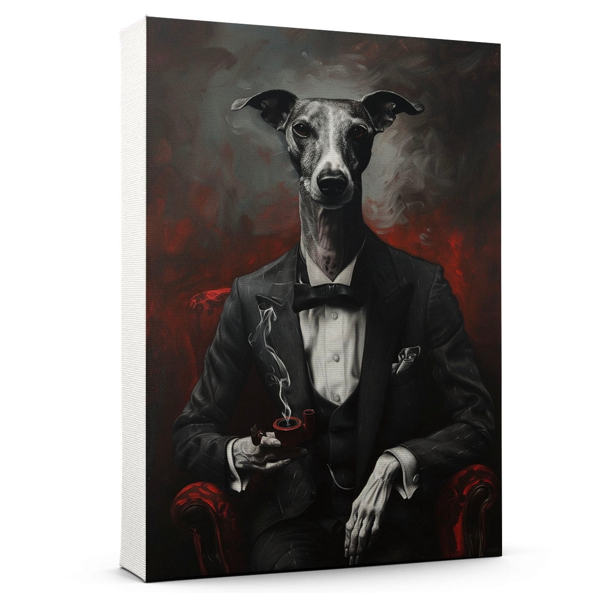 Hudo Whippet Painting Gentleman Style on Canvas, Whippet Vintage ...