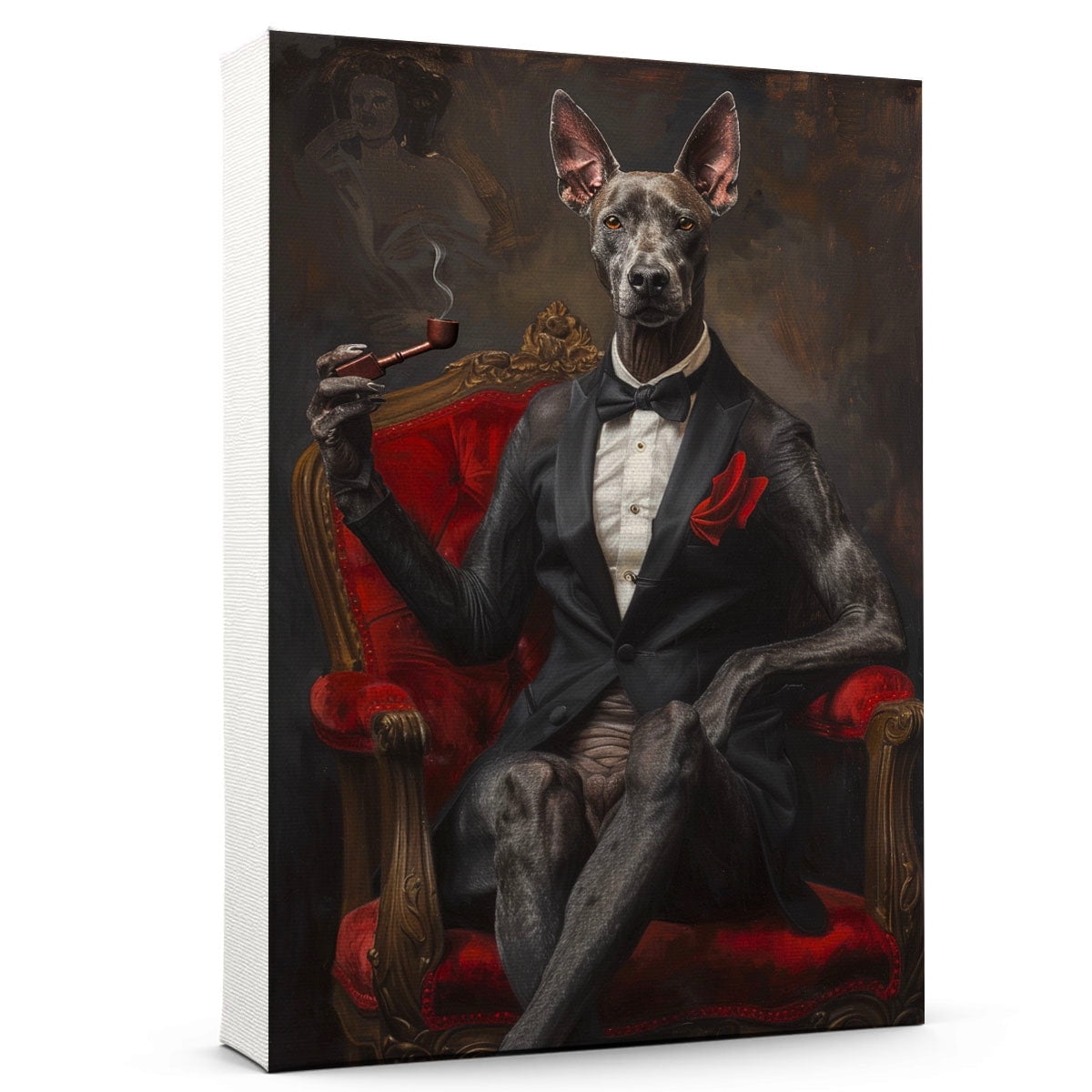 Hudo Xoloitzcuintli Painting Gentleman Style on Canvas, Xoloitzcuintli ...