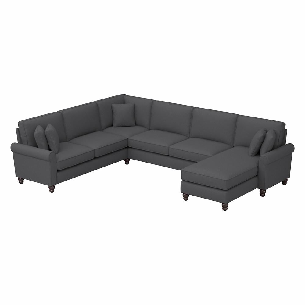 Hudson 128W U Shaped Couch with Chaise in Charcoal Gray Herringbone ...