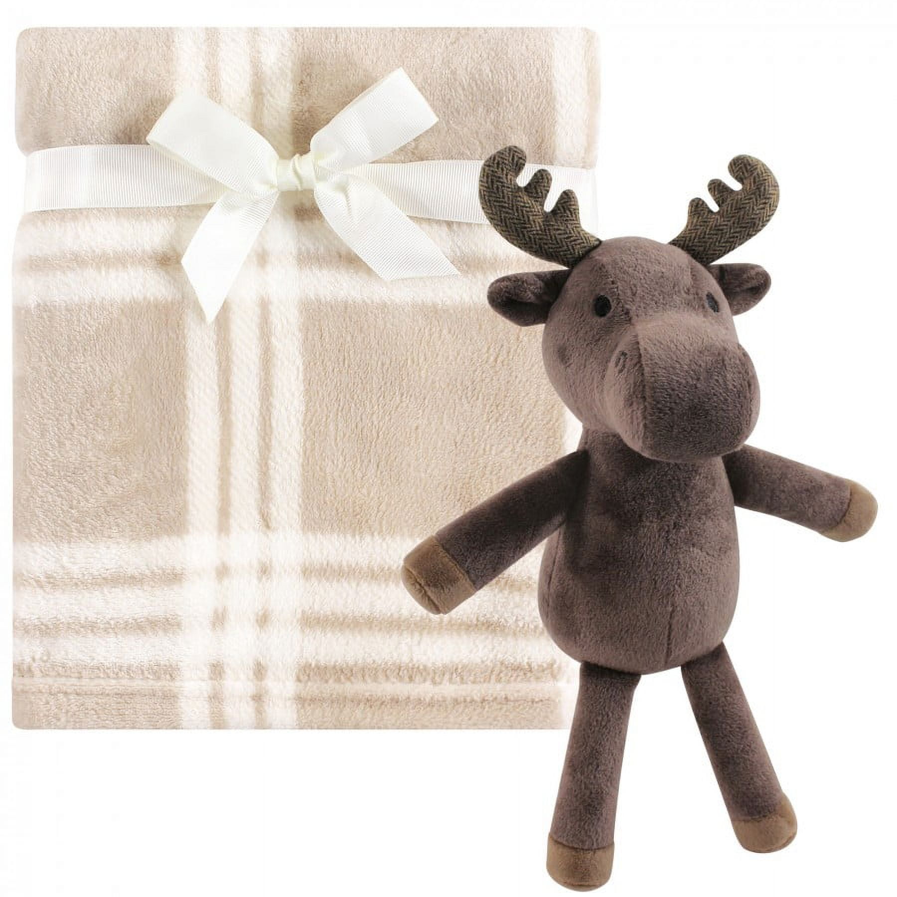Hudson Baby Boy Plush with Toy Modern Moose Brown Crib Blanket ...