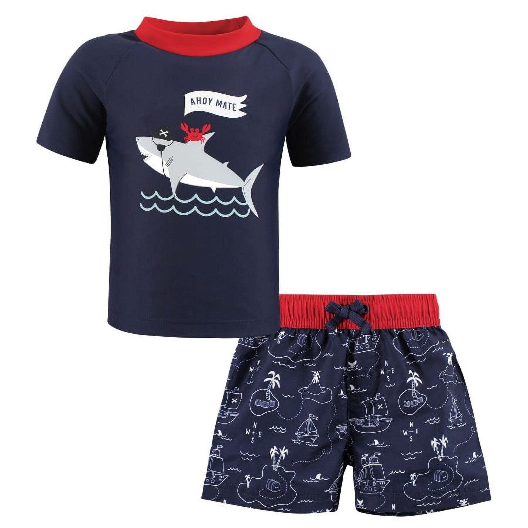 Hudson Baby Boys Swim Rashguard Set, Ahoy Mate Shark, 4T - Walmart.com