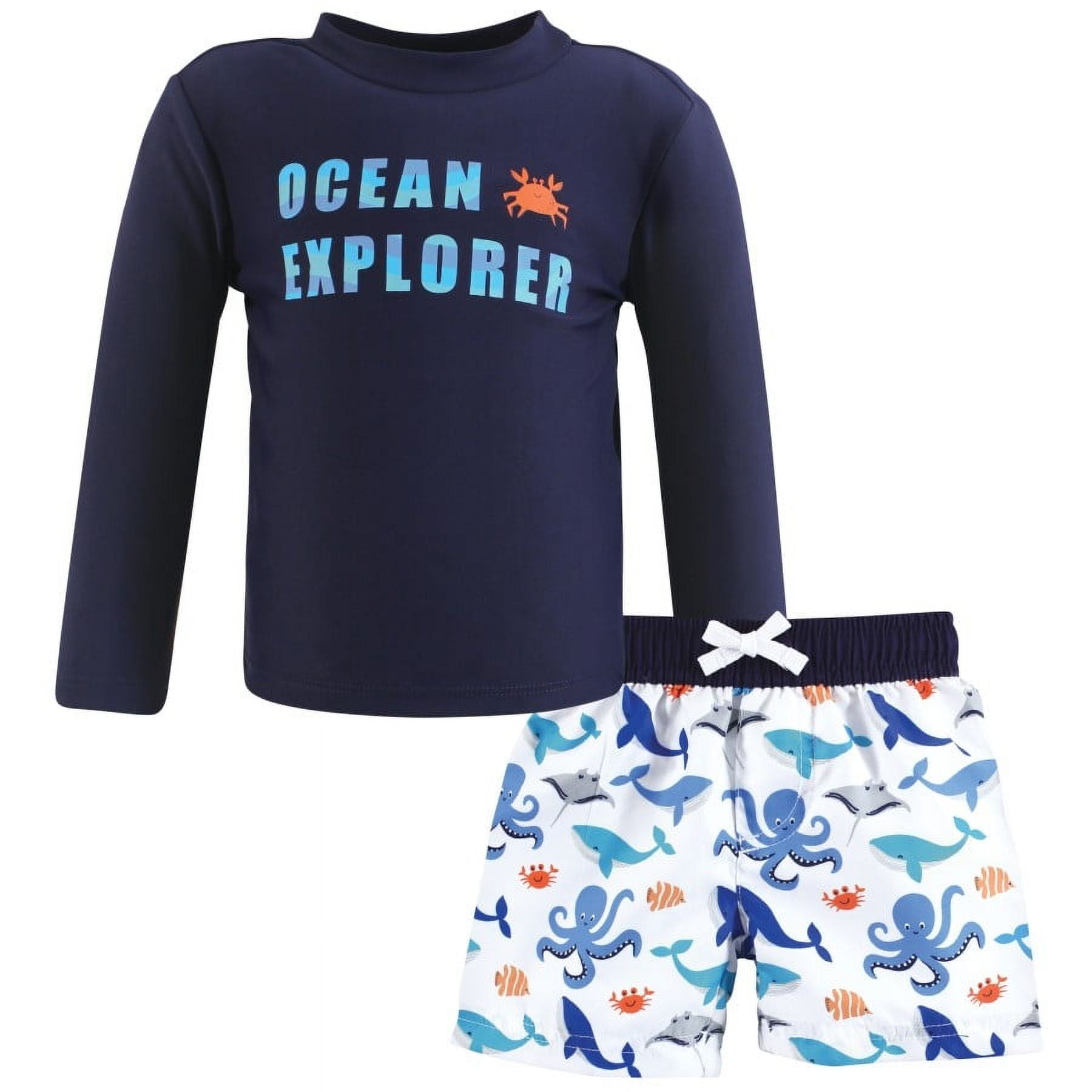 Hudson Baby Boys Swim Rashguard Set, Ocean Explorer, 9-12 Months ...