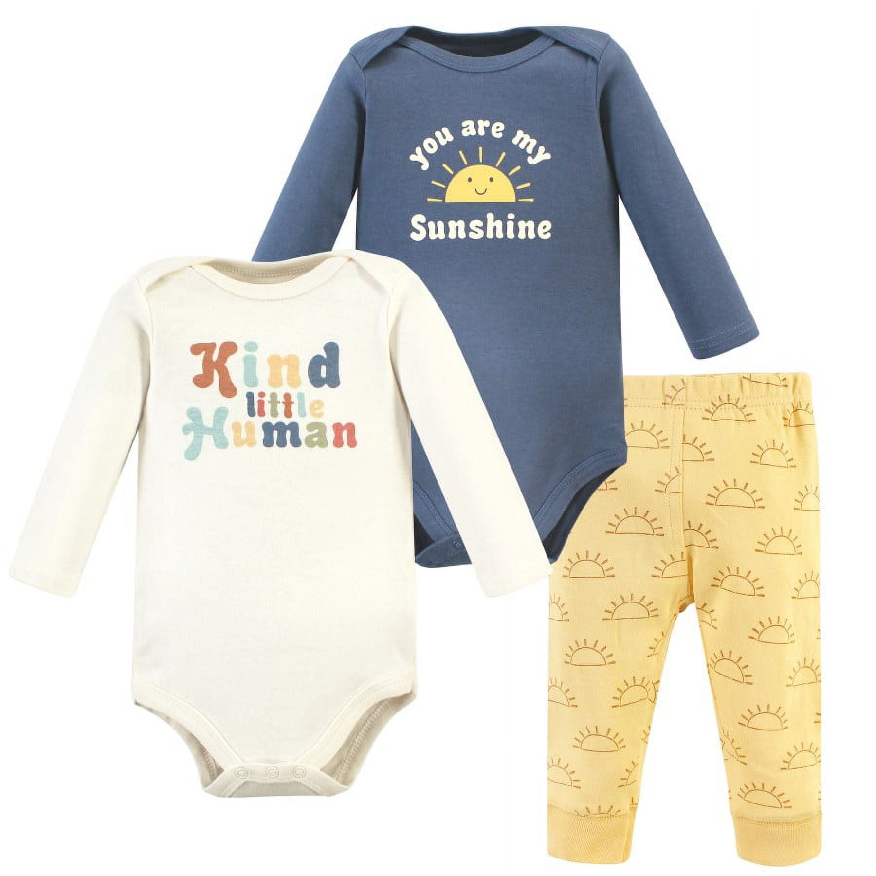 Hudson Baby 2 Cotton Long Sleeve Bodysuits and Pant Set, Preemie - 24 ...
