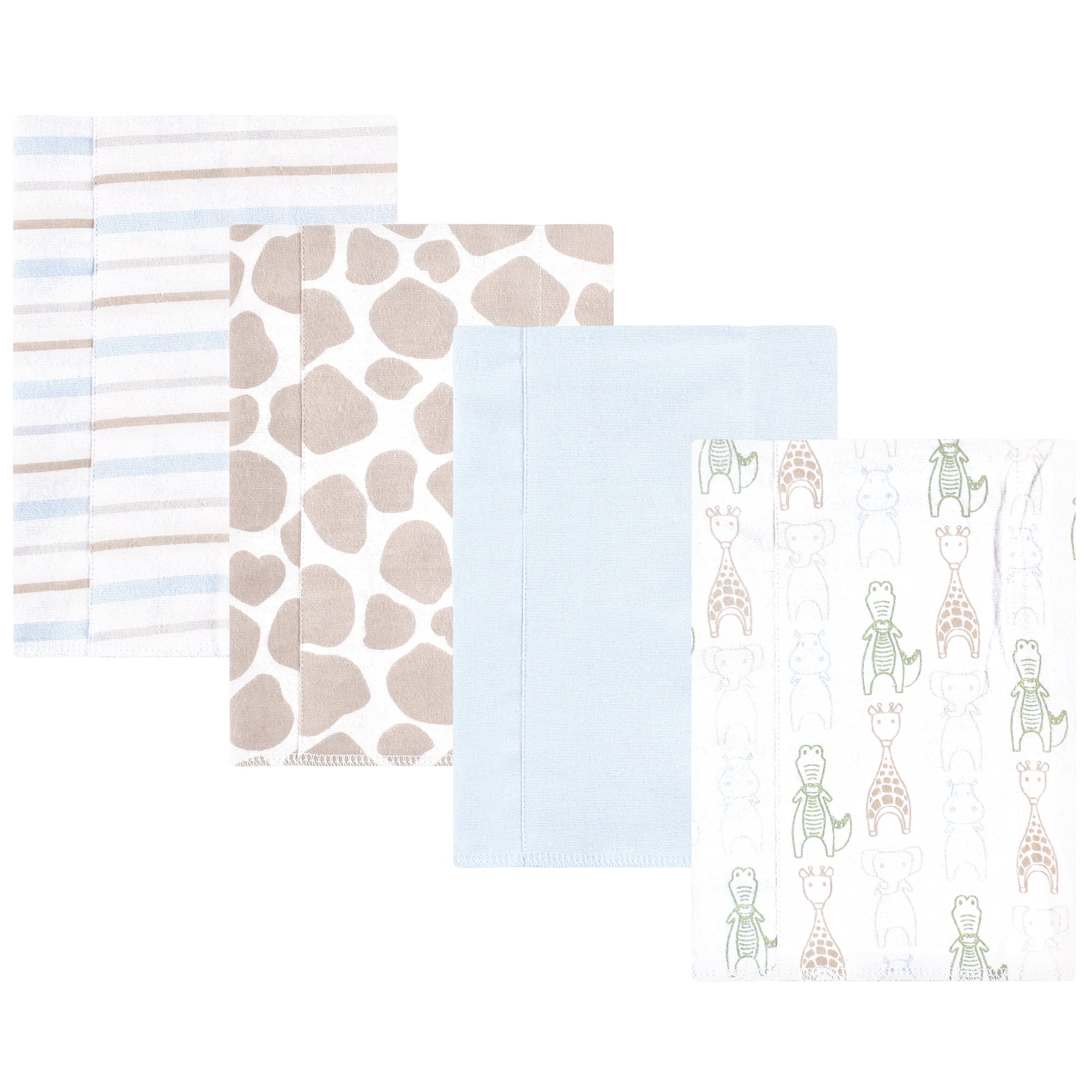 Hudson Baby Cotton Flannel Burp Cloths 4-Pack, Modern Safari Friends ...