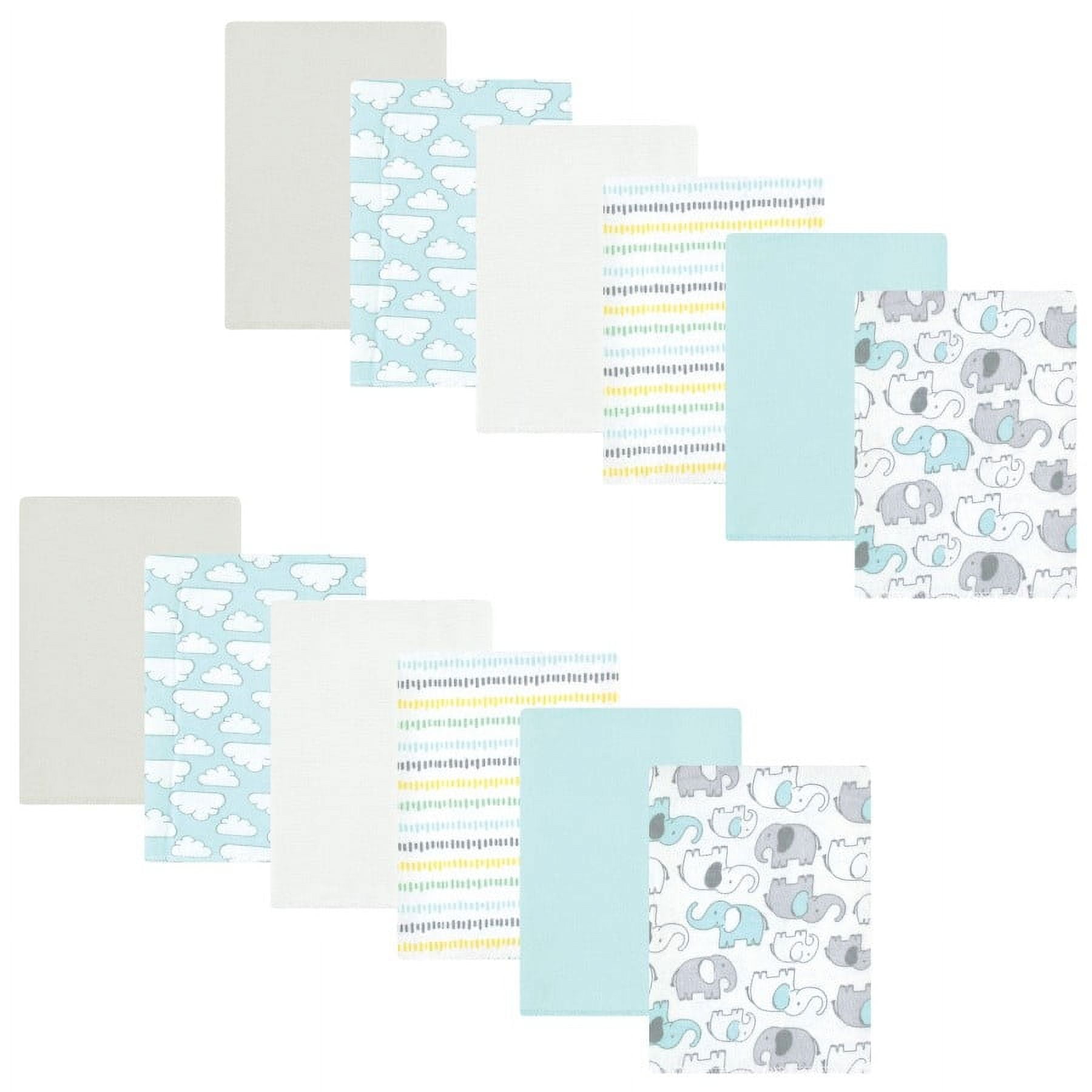 Hudson Baby Cotton Flannel Burp Cloths Bundle, Neutral New Elephant ...