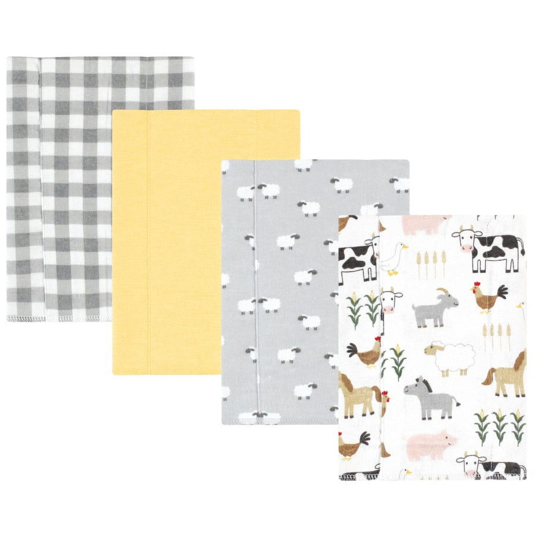 Hudson Baby Cotton Flannel Burp Cloths, Cute Farm 4-Pack, One Size ...