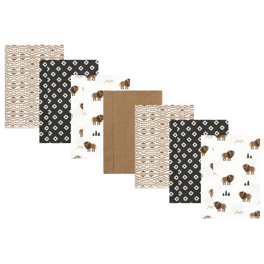 Hudson Baby Cotton Flannel Burp Cloths, Wild Buffalo 7 Pack, One Size ...