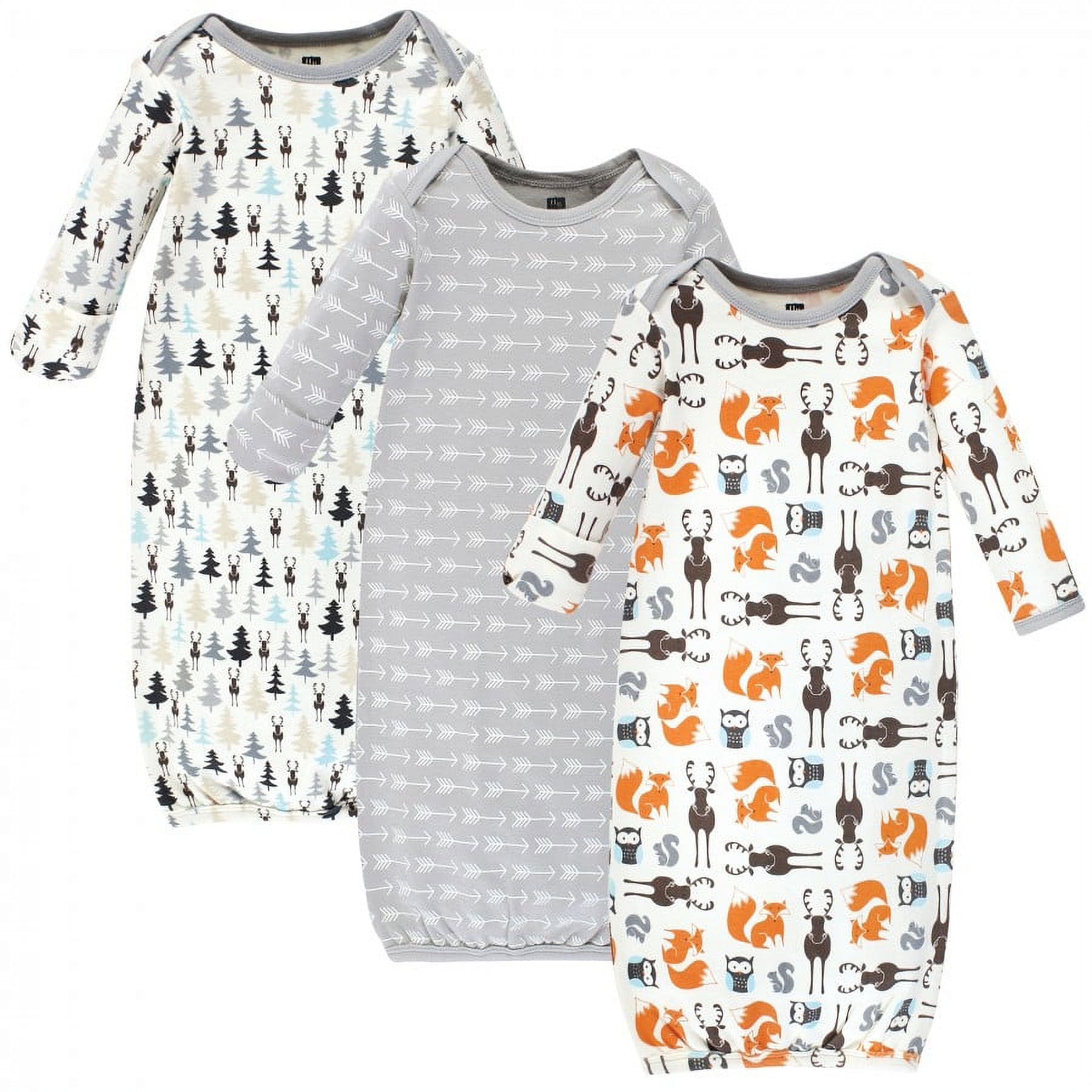 Hudson Baby Cotton Gowns, Moose and Fox, Preemie/Newborn - Walmart.com