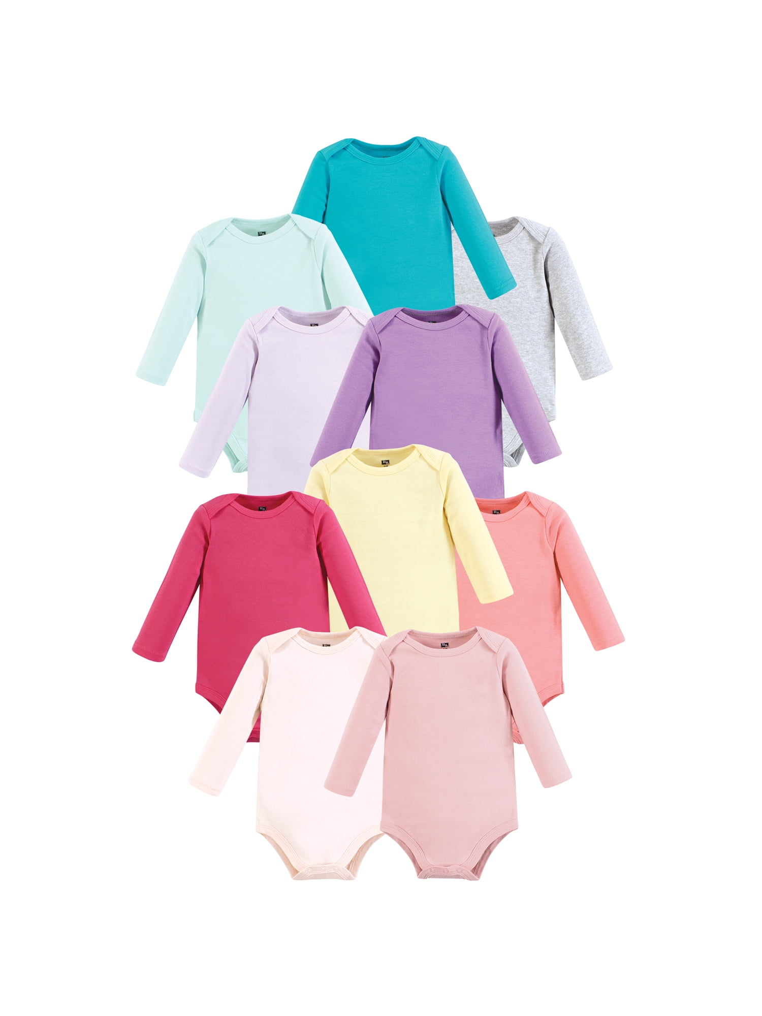 Hudson Baby Cotton Long Sleeve Bodysuits Multipack, 10-Pack, Newborn-18 ...