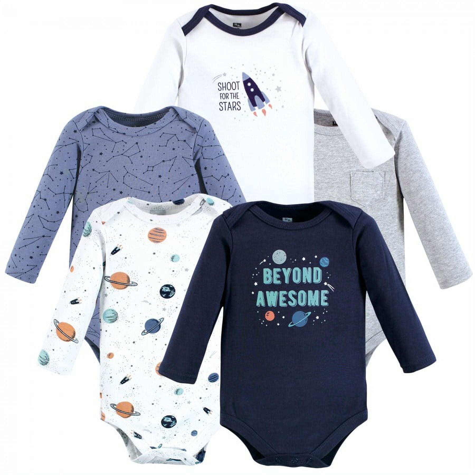 Hudson Baby Boy's 100% Cotton Long-Sleeve Onesie Bodysuit Multipack ...