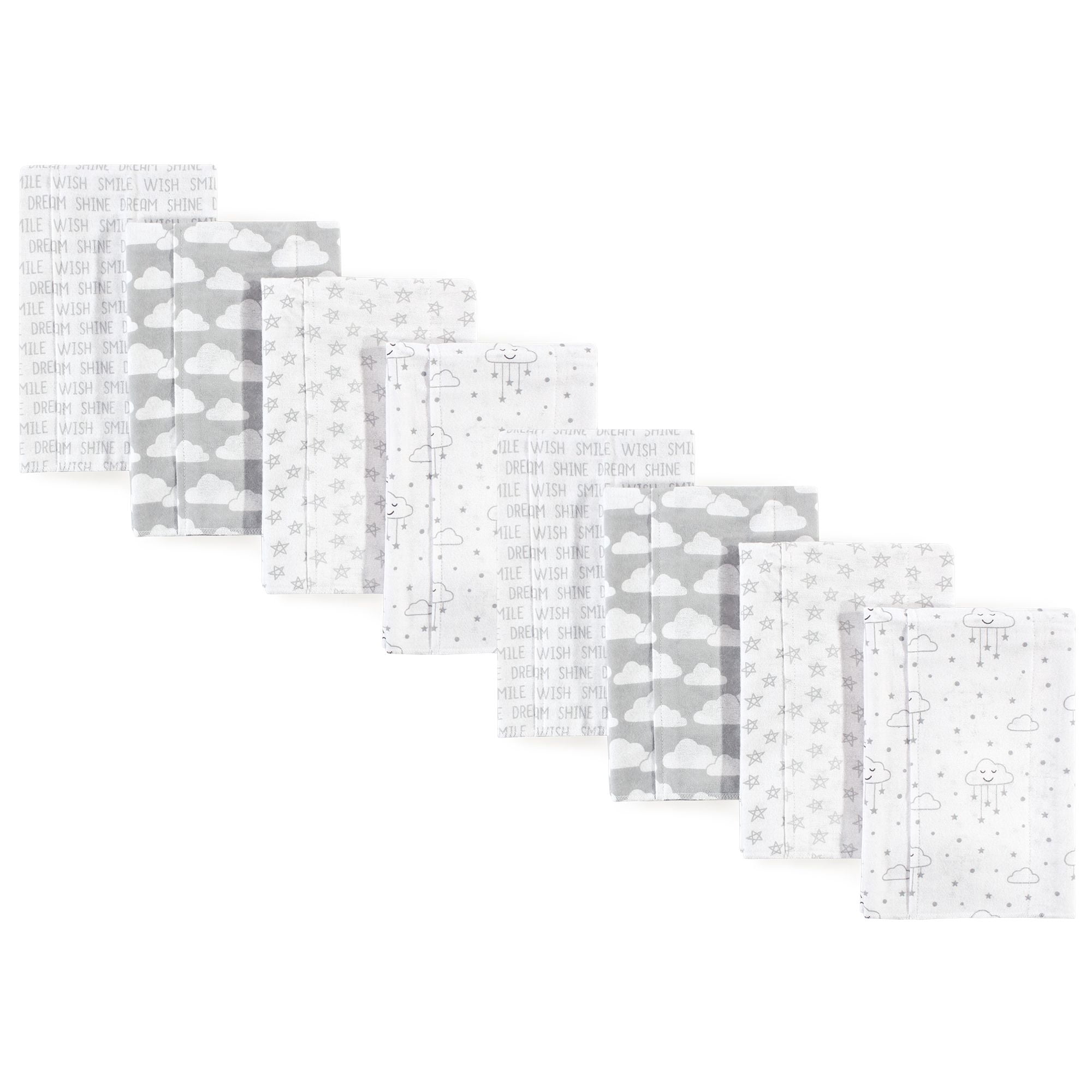 Hudson Baby Cotton Poly Flannel Burp Cloths Multipack, Gray Clouds 8 ...