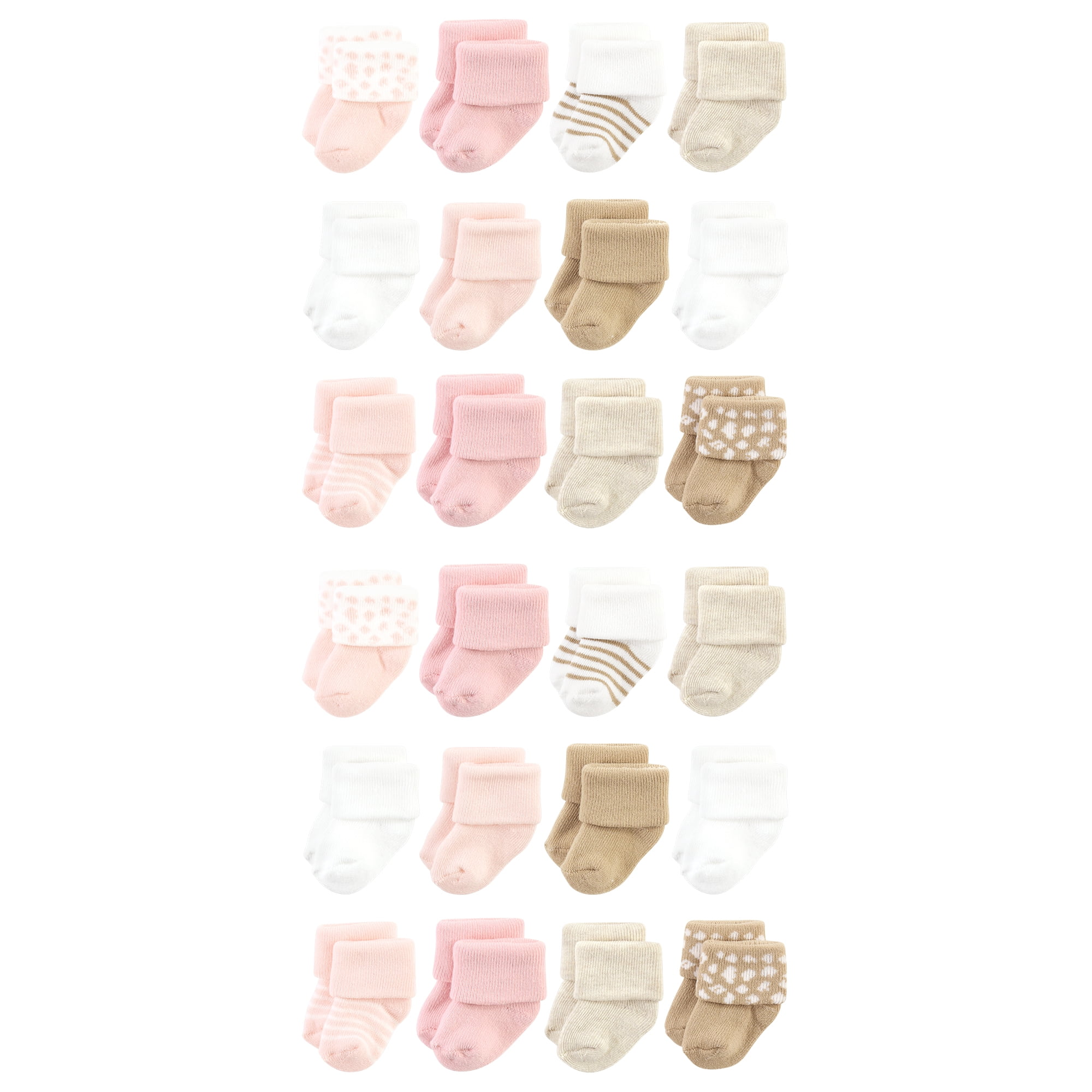 Hudson Baby Cotton Rich Baby Terry Socks 24-Pack, Pink Cheetah, 0-6 ...