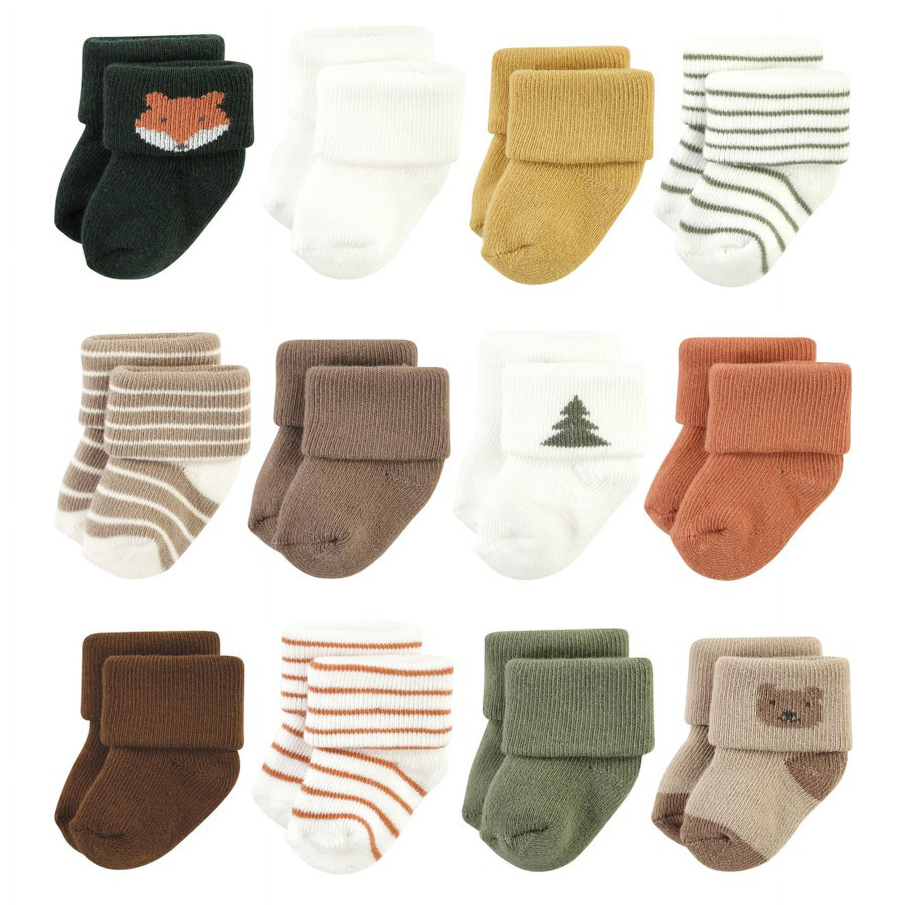 Hudson Baby Cotton Rich Newborn and Terry Socks, Harvest Bear, 6-12 ...
