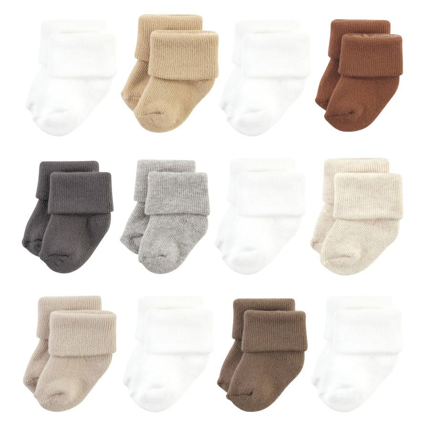 Hudson Baby Cotton Rich Newborn and Terry Socks, Neutral Tones, 6-12 ...