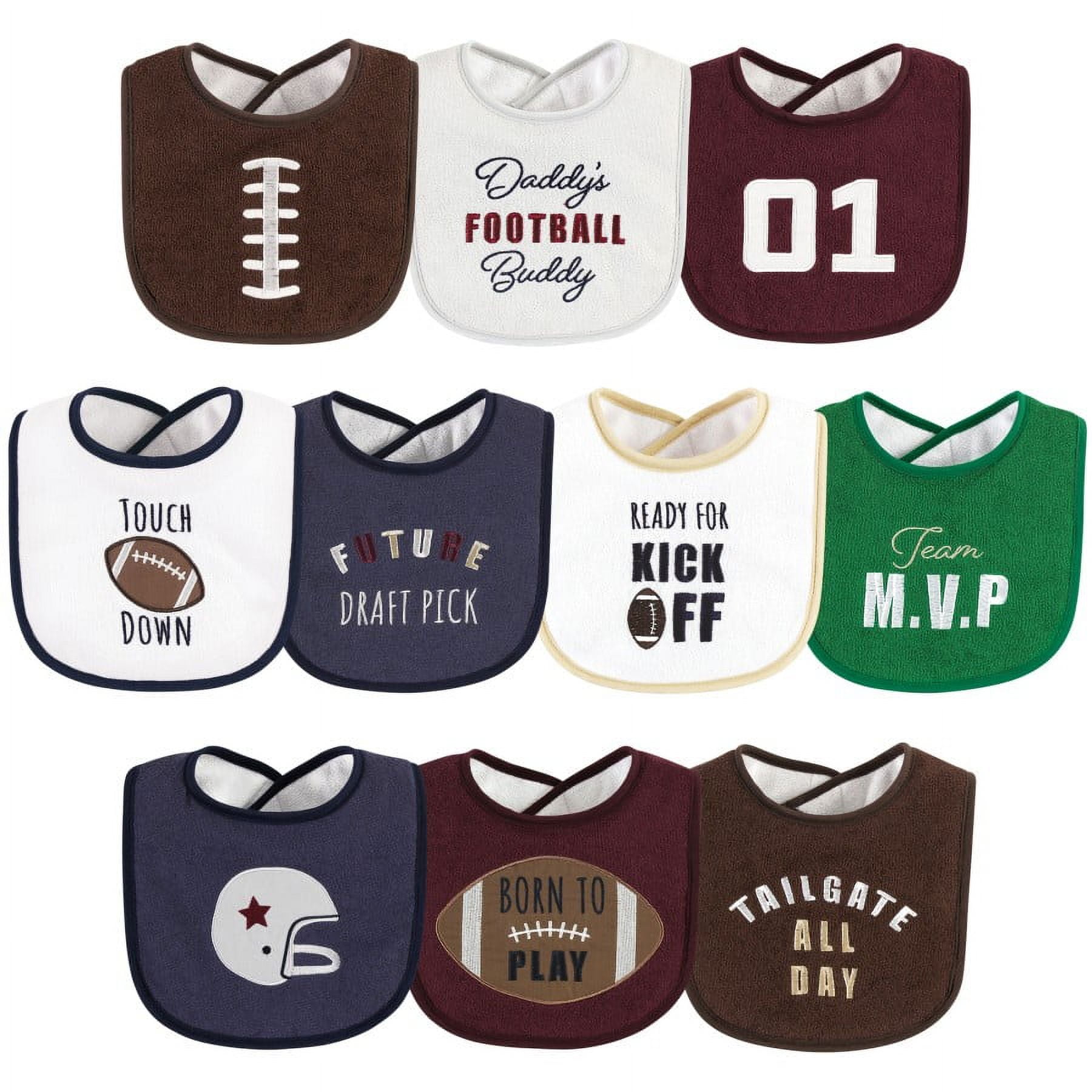 Hudson Baby Machine Washable and Absorbent Cotton Baby Bib, Football ...