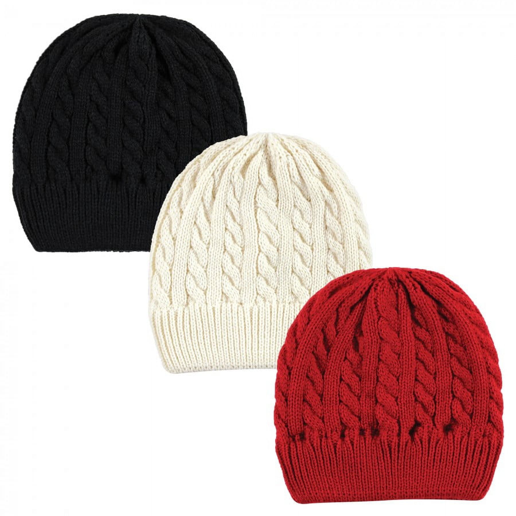 Hudson Baby Family Knitted Caps 3pk, Black Red, Infant Toddler ...