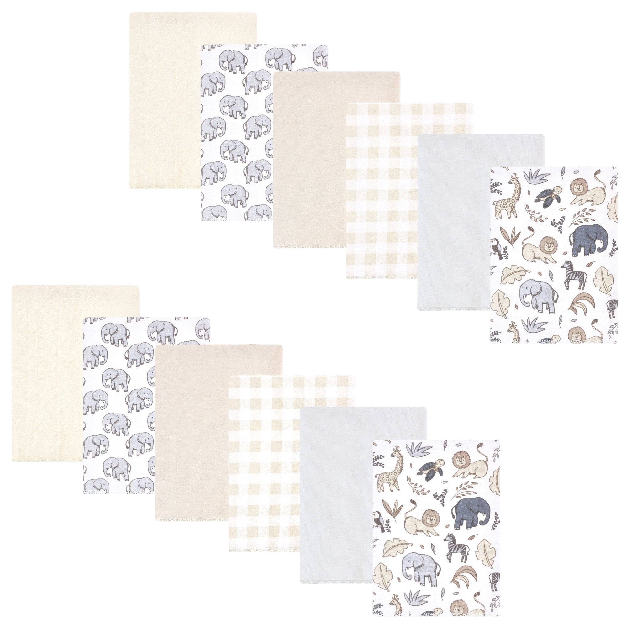 Hudson Baby Flannel Burp Cloth 12pk, Neutral Safari, One Size - Walmart.com