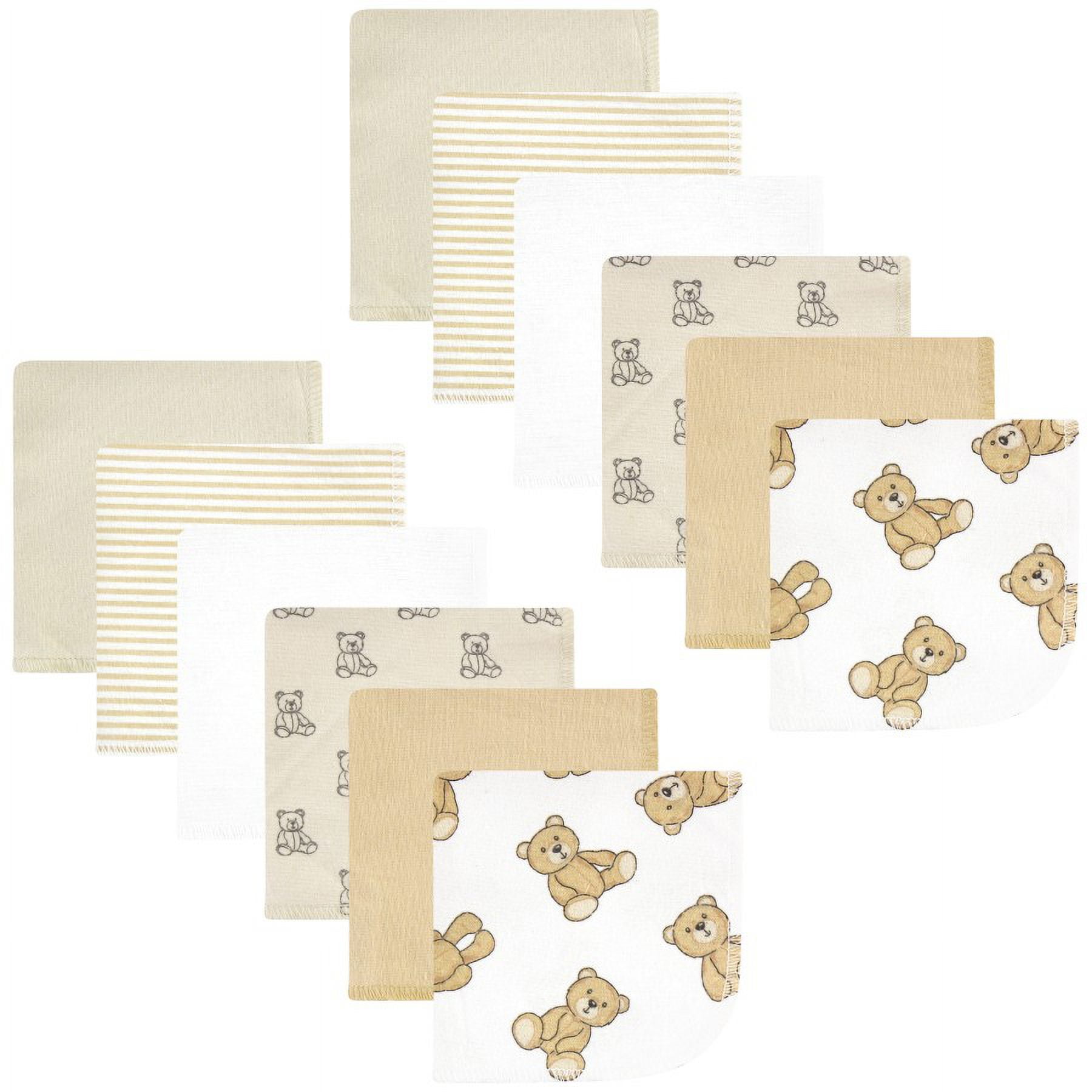 Hudson Baby Flannel Cotton Washcloths, Teddy Bears 12 Pack, One Size ...