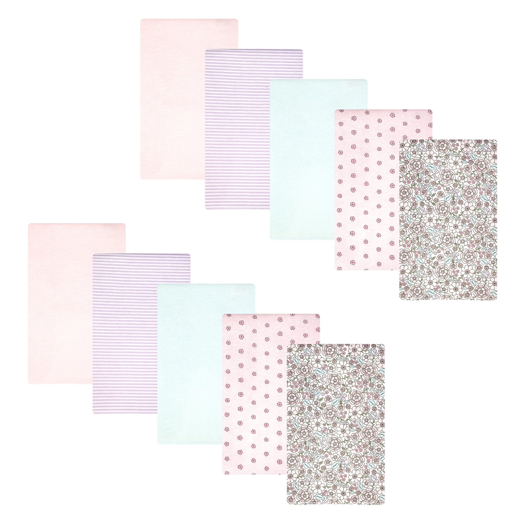 Hudson Baby Girl Cotton Polyester Flannel Burp Cloths 10-Pack, Outline ...
