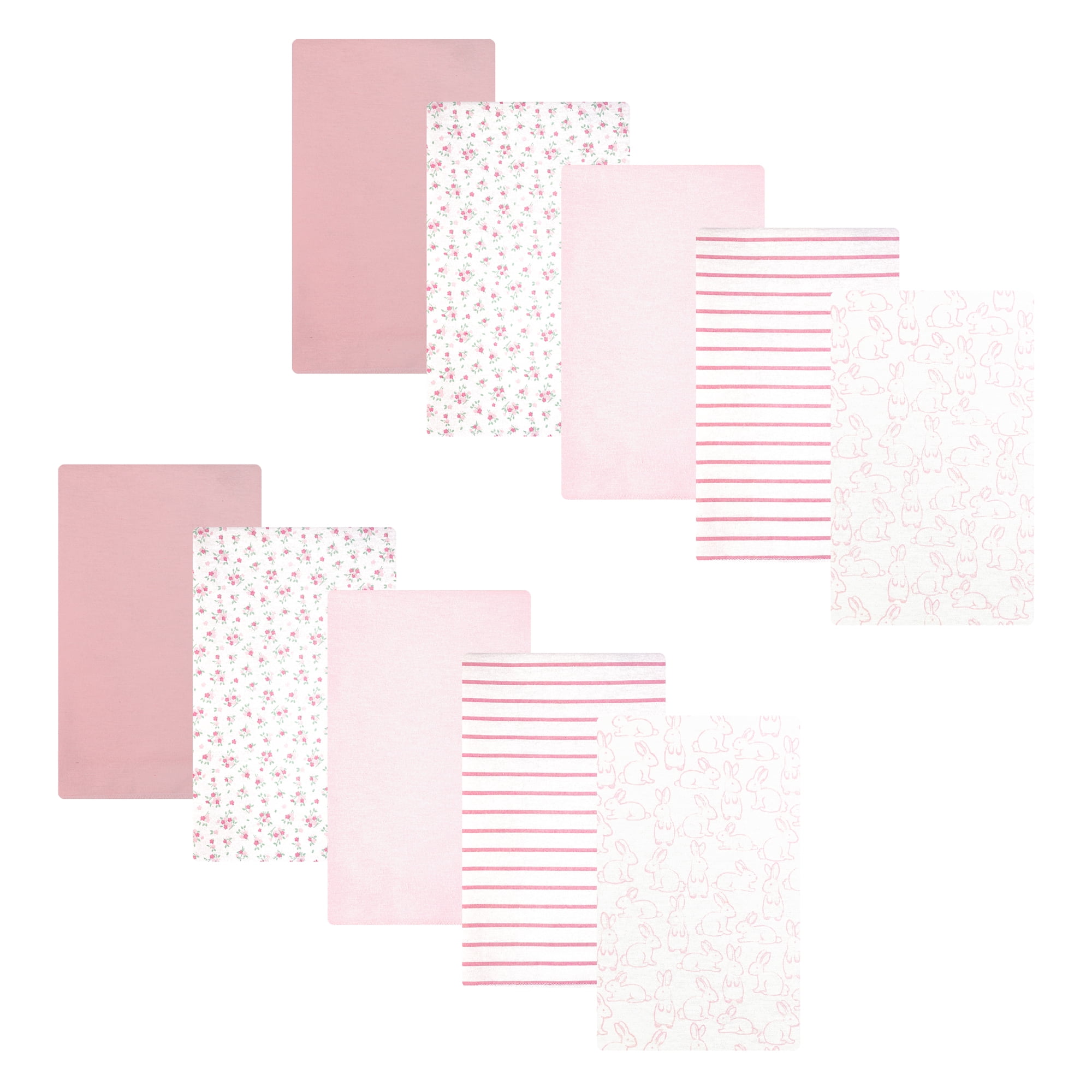 Hudson Baby Girl Cotton Polyester Flannel Burp Cloths 10-Pack, Wispy ...