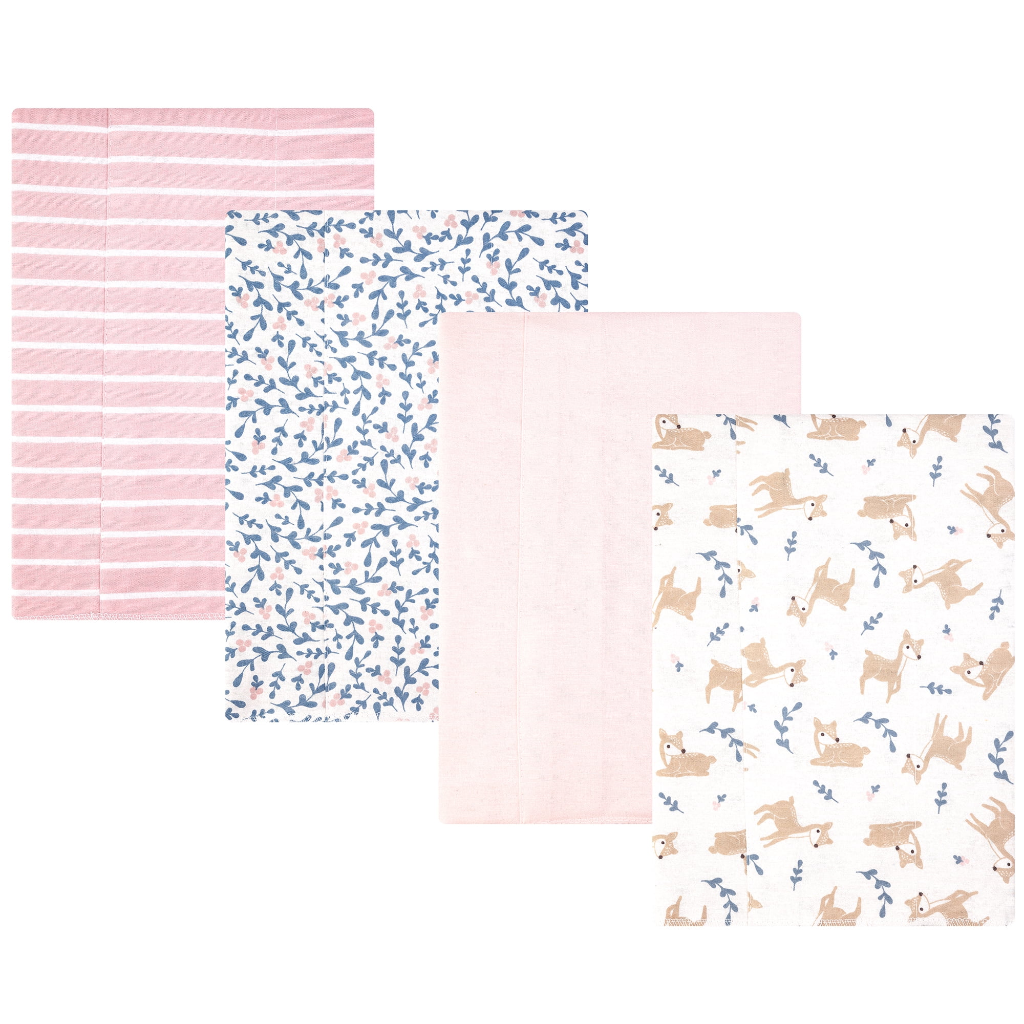 Hudson Baby Girl Cotton Polyester Flannel Burp Cloths 4-Pack, Loves Me ...