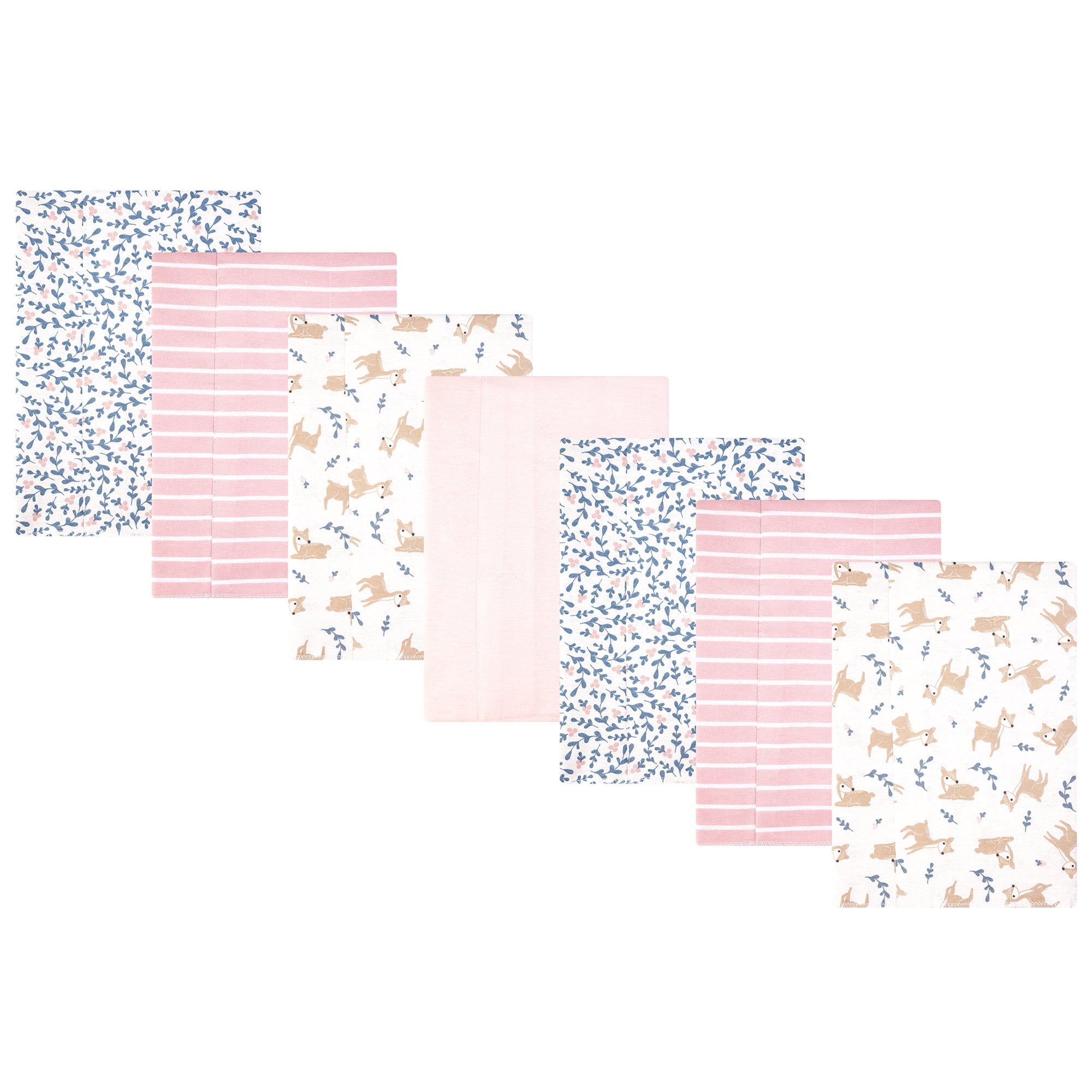 Hudson Baby Girl Cotton Polyester Flannel Burp Cloths 7-Pack, Loves Me ...
