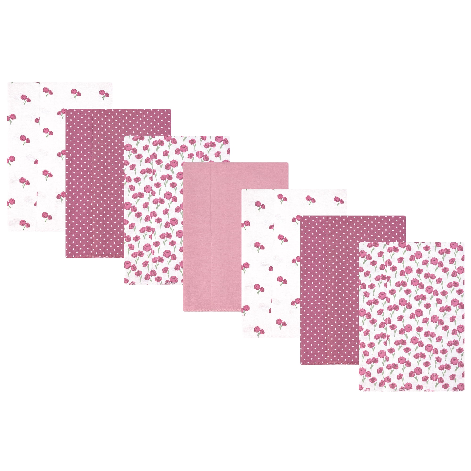 Hudson Baby Girl Cotton Polyester Flannel Burp Cloths 7-Pack, Wild Rose ...