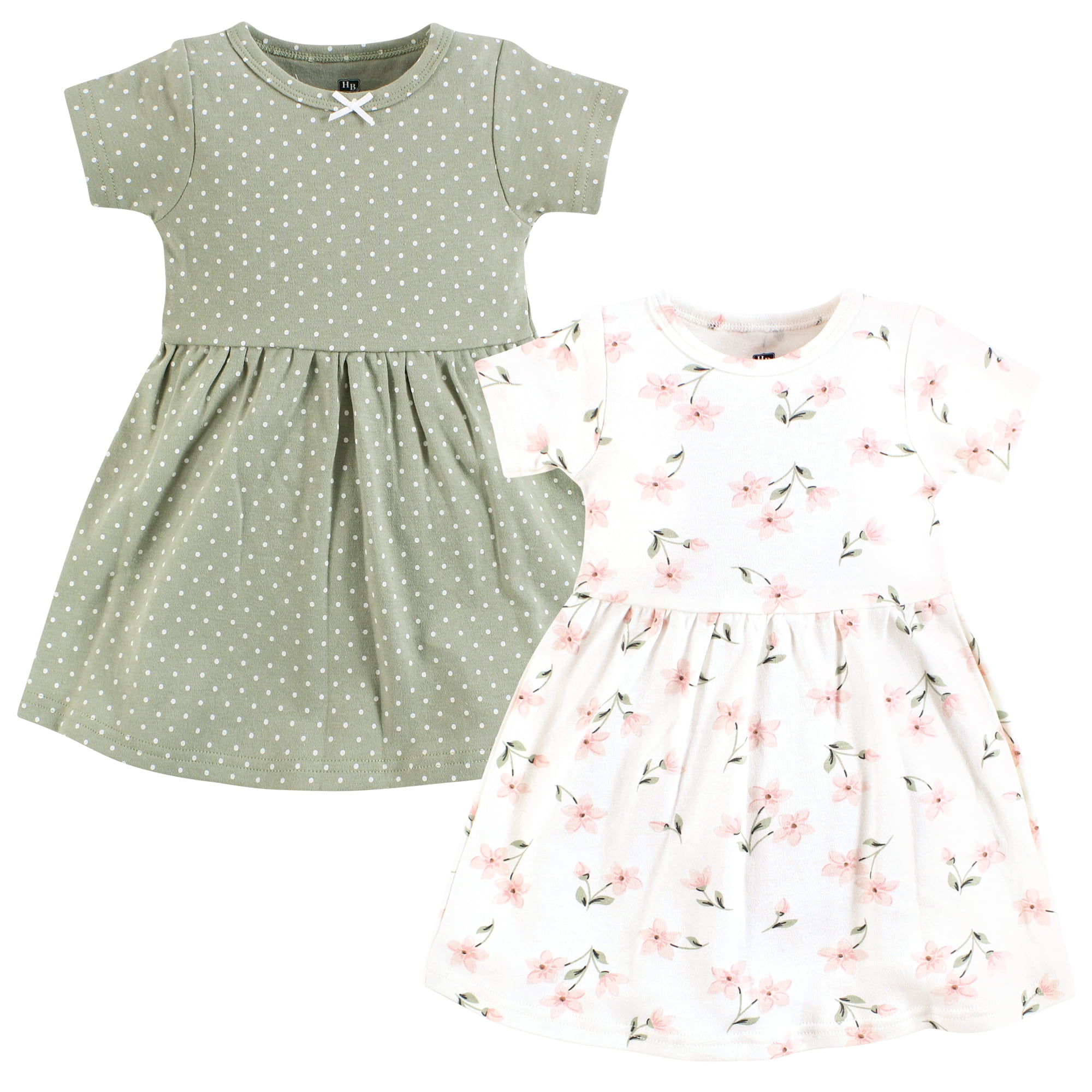 Hudson Baby Girls Cotton Dresses, Pink Dainty Floral, 6-9 Months ...