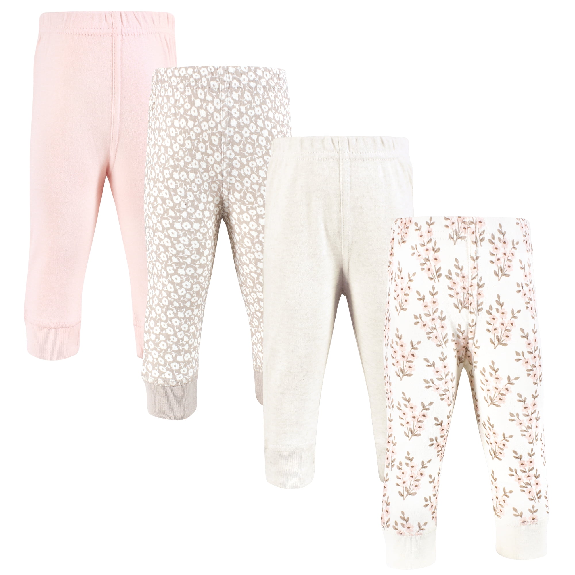 Hudson Baby Girls Cotton Pants and Leggings, Pink Taupe Florals, 6-9 ...