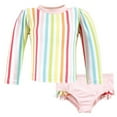Hudson Baby Girls Swim Rashguard Set, Rainbow Stripe, 18-24 Months ...