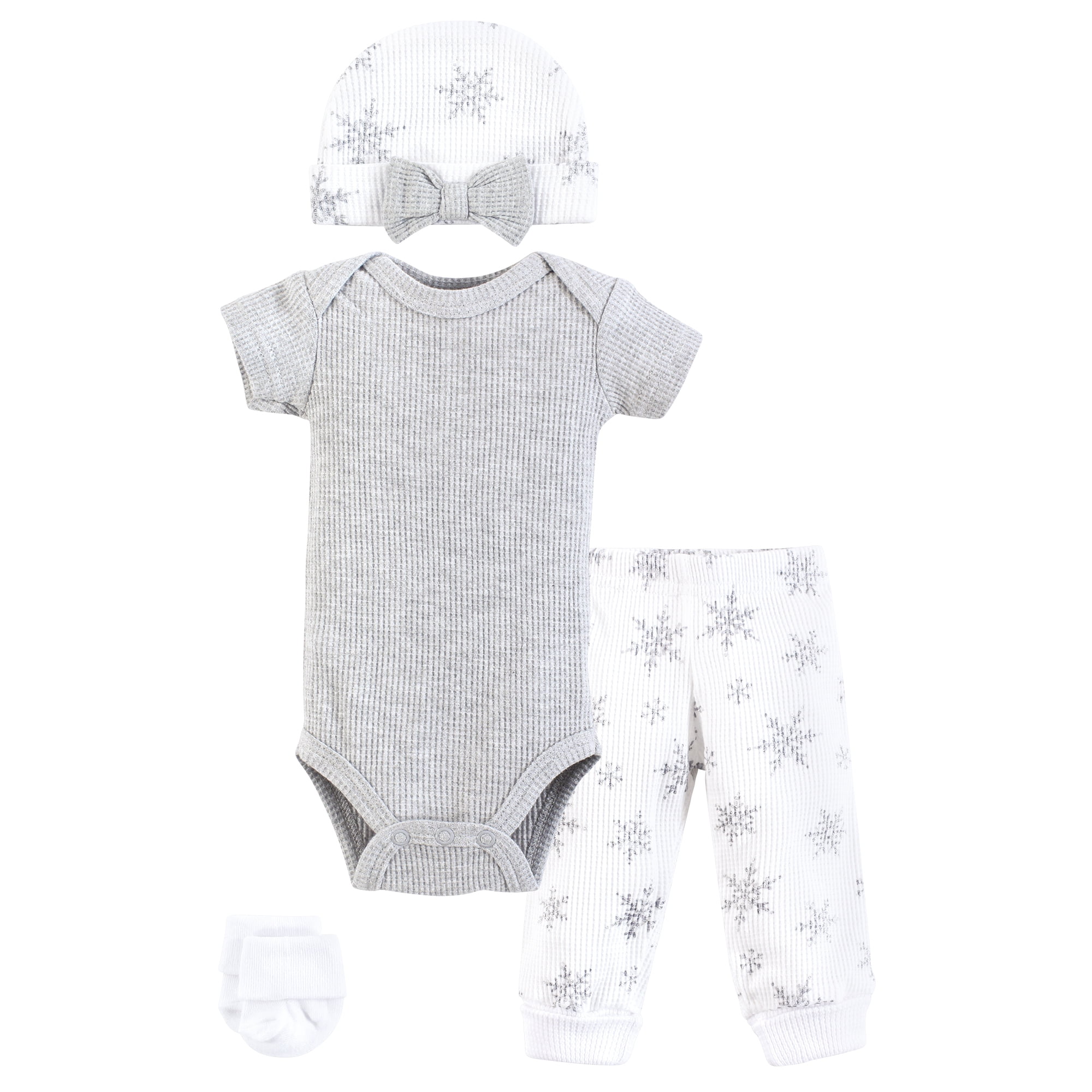Hudson Baby Girls Thermal Preemie Layette Set 4pc Short Sleeve Outfit ...
