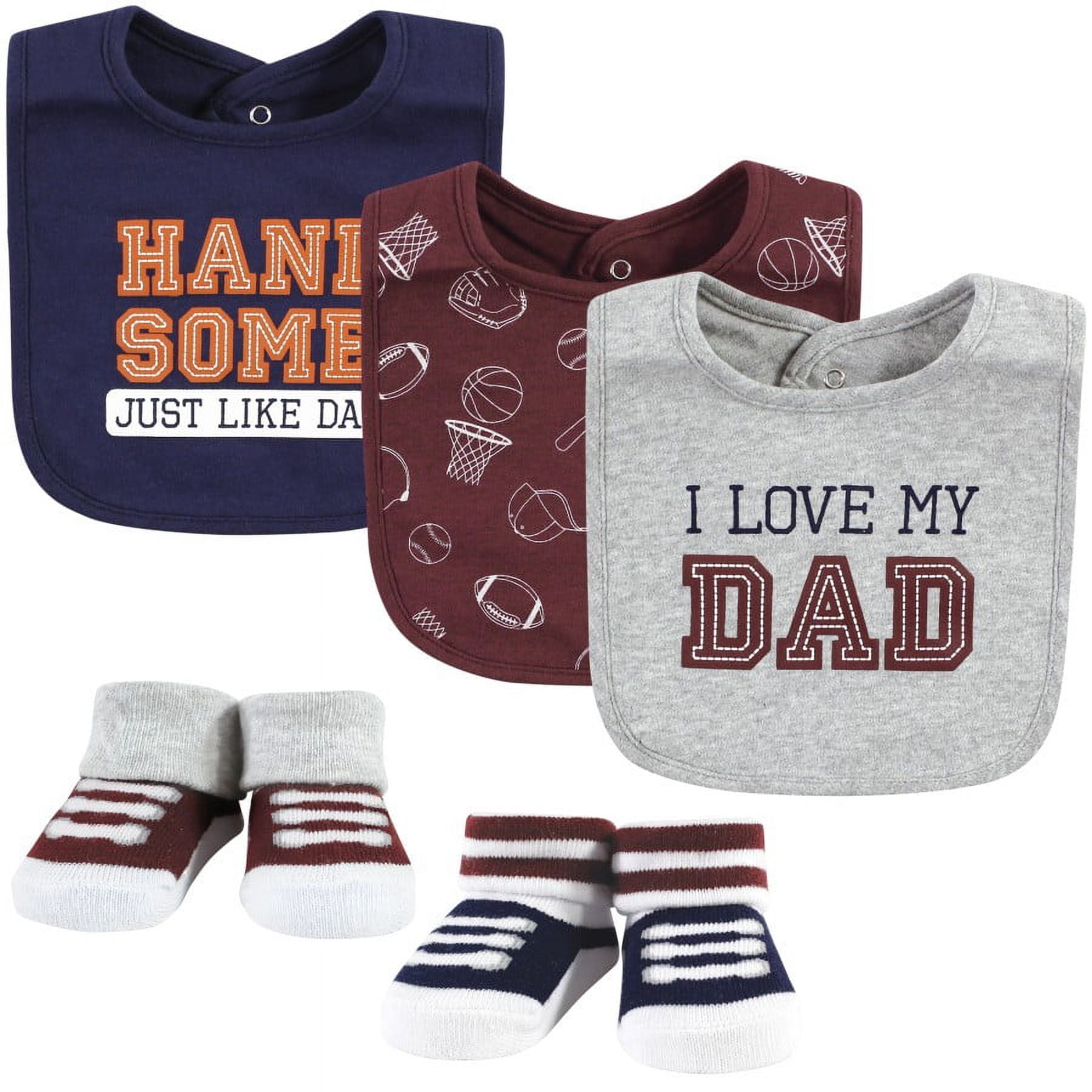 Hudson Baby Infant Boy Cotton Bib and Sock Set, Love Dad, One Size ...