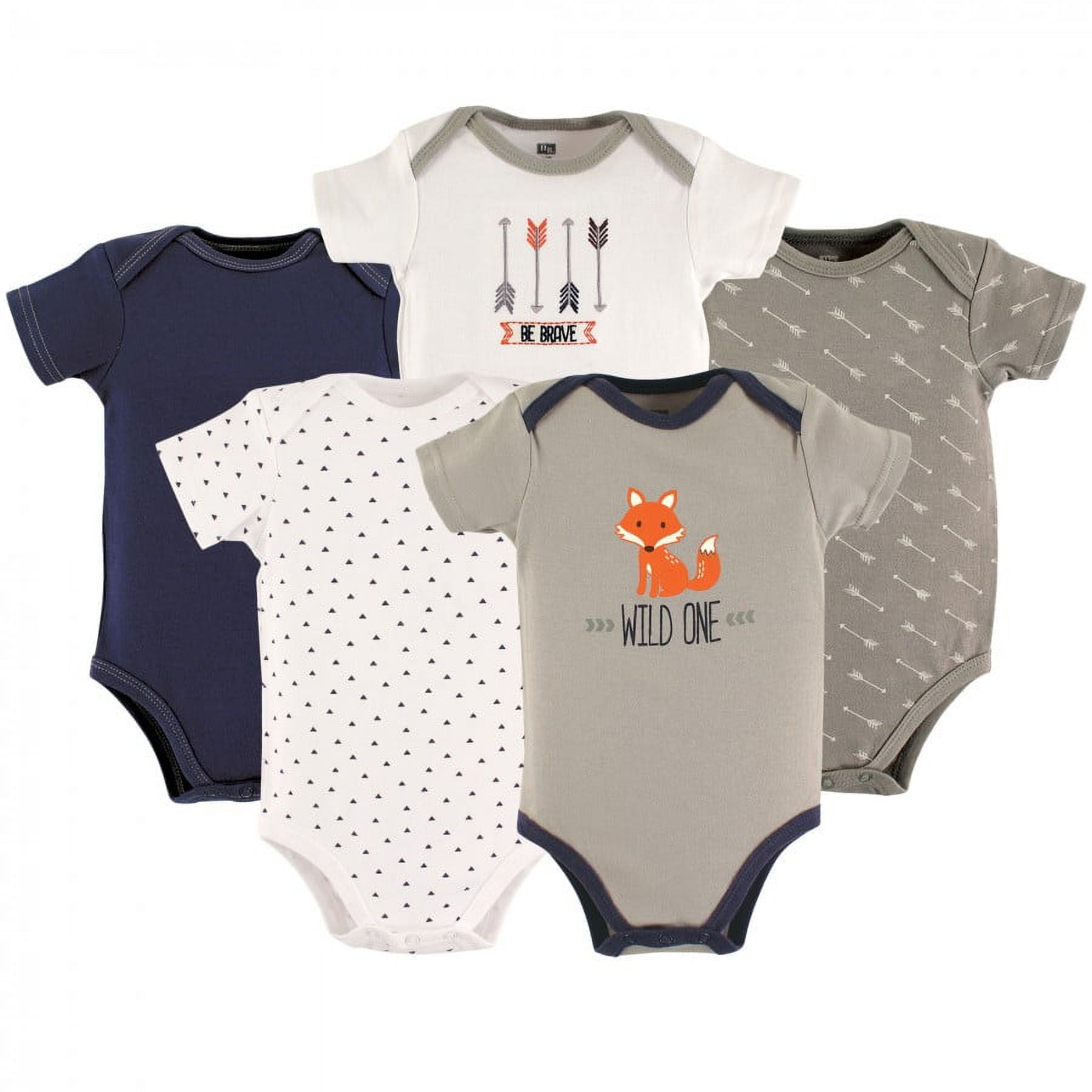 Hudson Baby Short Sleeve Bodysuits, 5-Pack, Newborn- 24 Months ...
