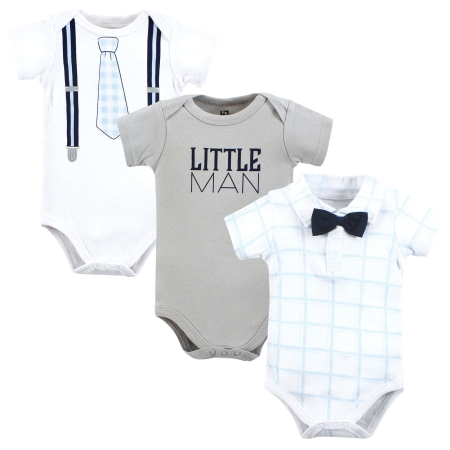 Hudson Baby Infant Boy Cotton Bodysuits, Plaid Little Man Polo, 18-24 ...