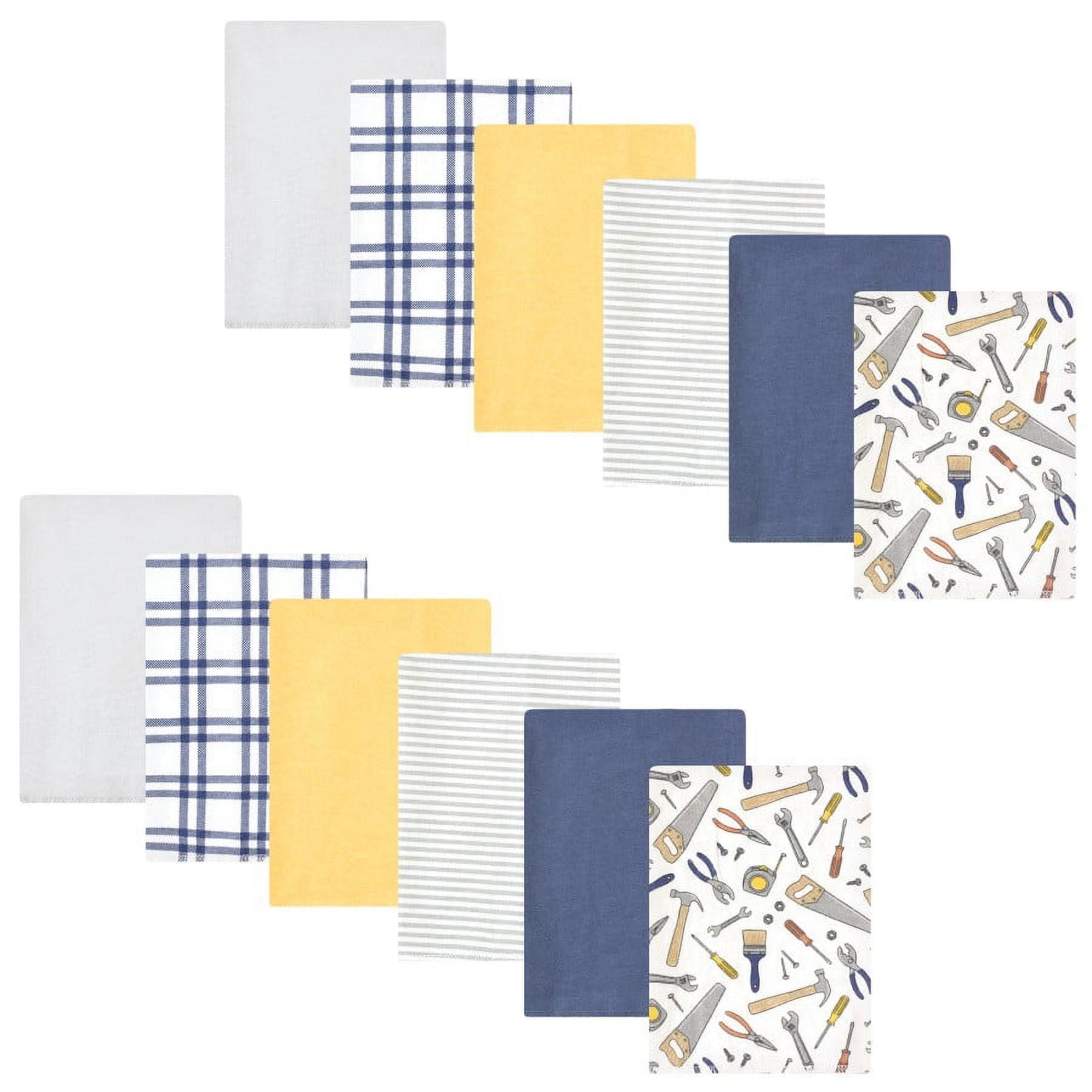 Hudson Baby Infant Boy Cotton Flannel Burp Cloths Bundle, Construction ...