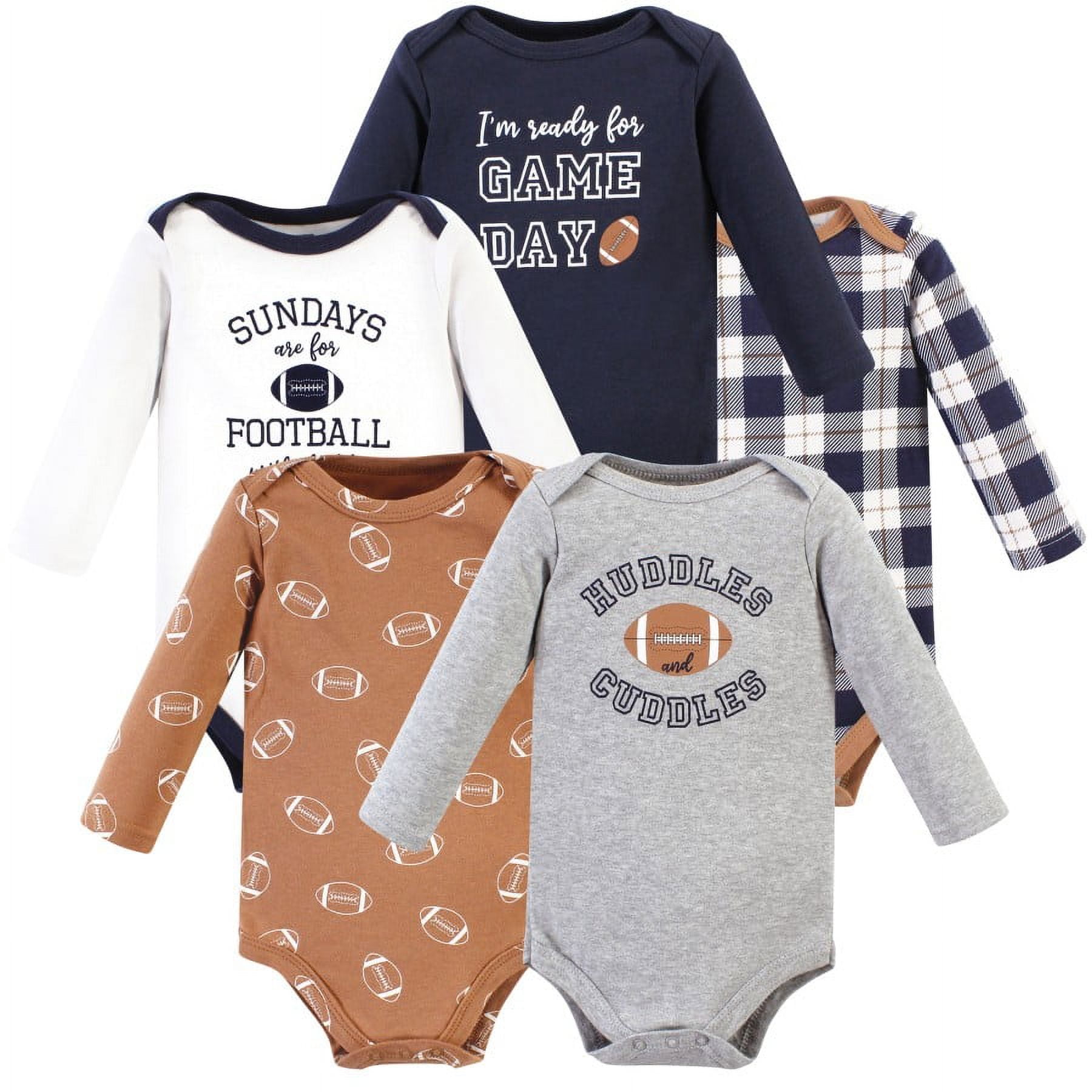 Hudson Baby Infant Boy Cotton Long-Sleeve Bodysuits, Football Huddles 5 ...