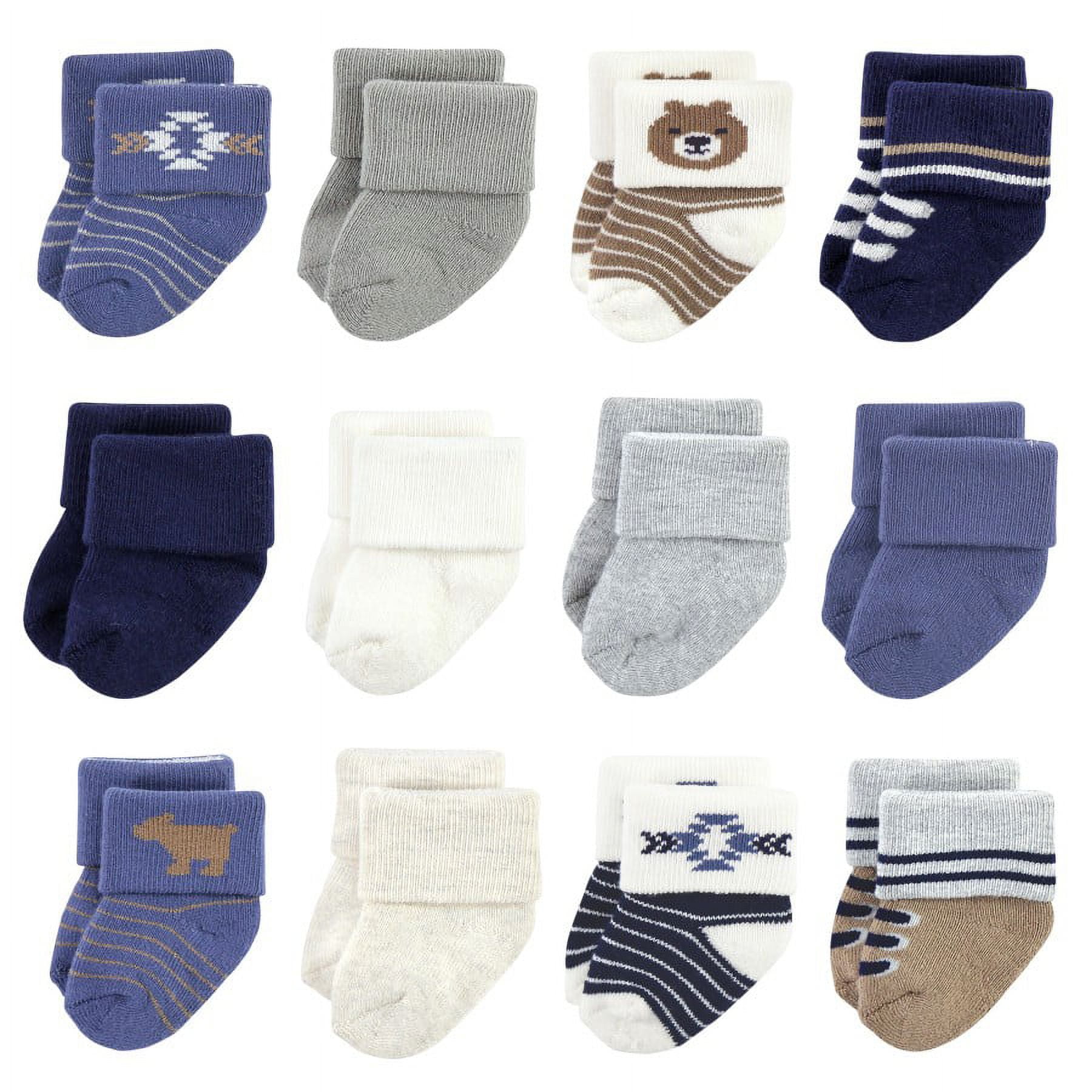 Hudson Baby Infant Boy Cotton Rich Newborn and Terry Socks, Bear 12 ...
